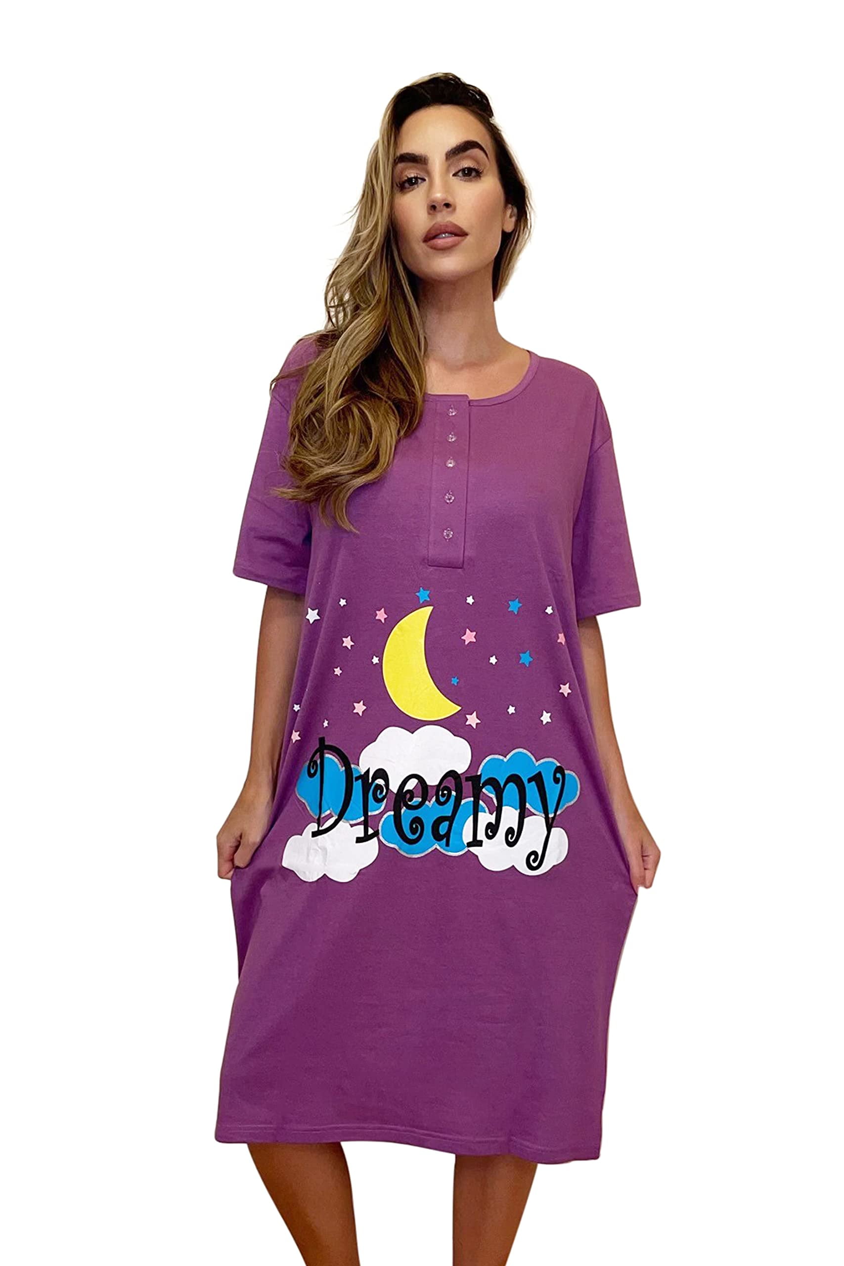 Just Love Short Sleeve Nightgown Sleep Dress for Women (Purple - Dreamy ...