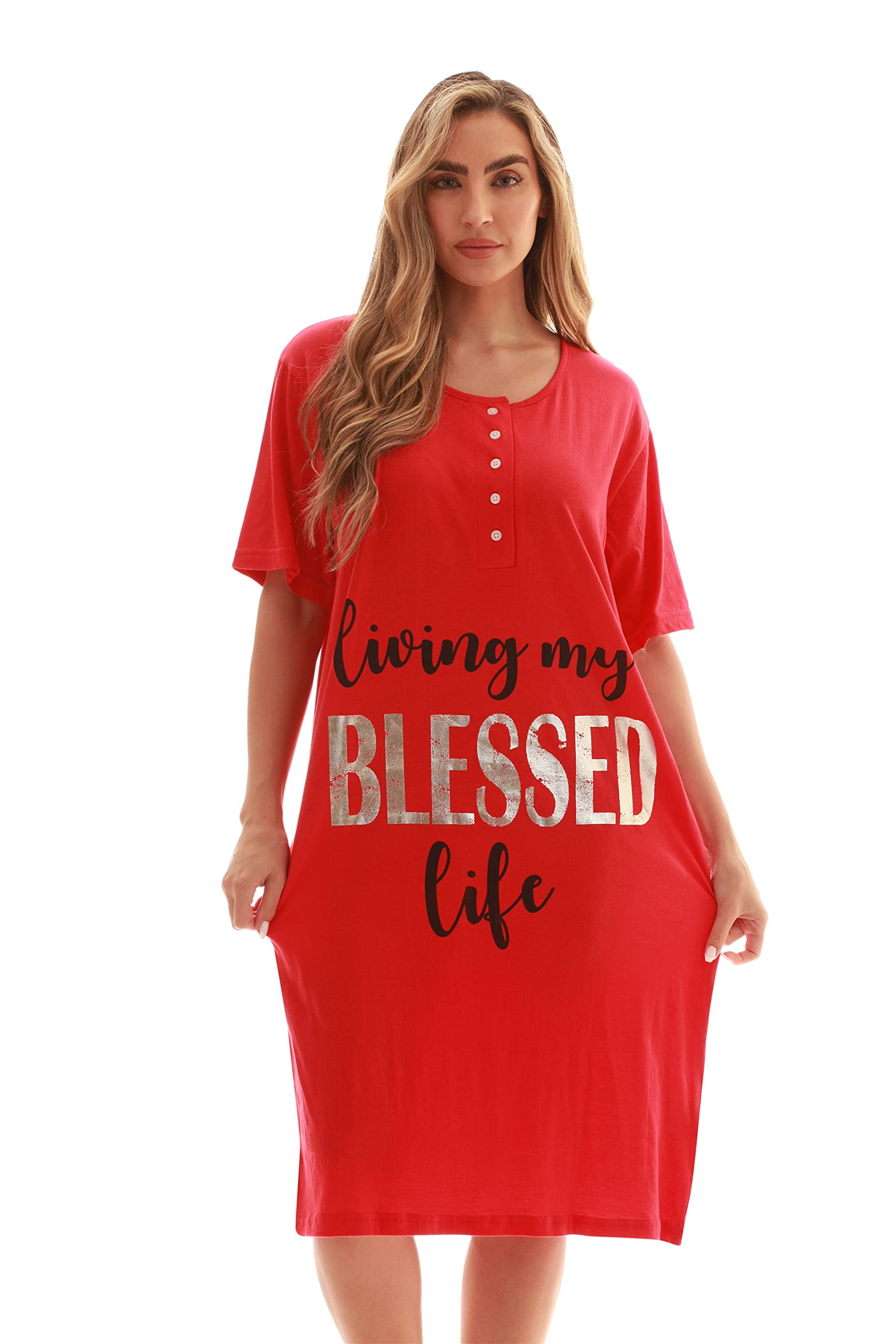 Just Love Short Sleeve Nightgown Sleep Dress for Women (Red - Living My ...