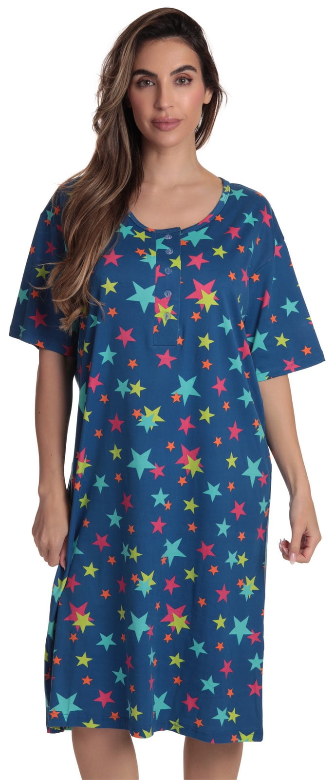 Just Love Short Sleeve Nightgown Sleep Dress for Women (Royal - Multi ...