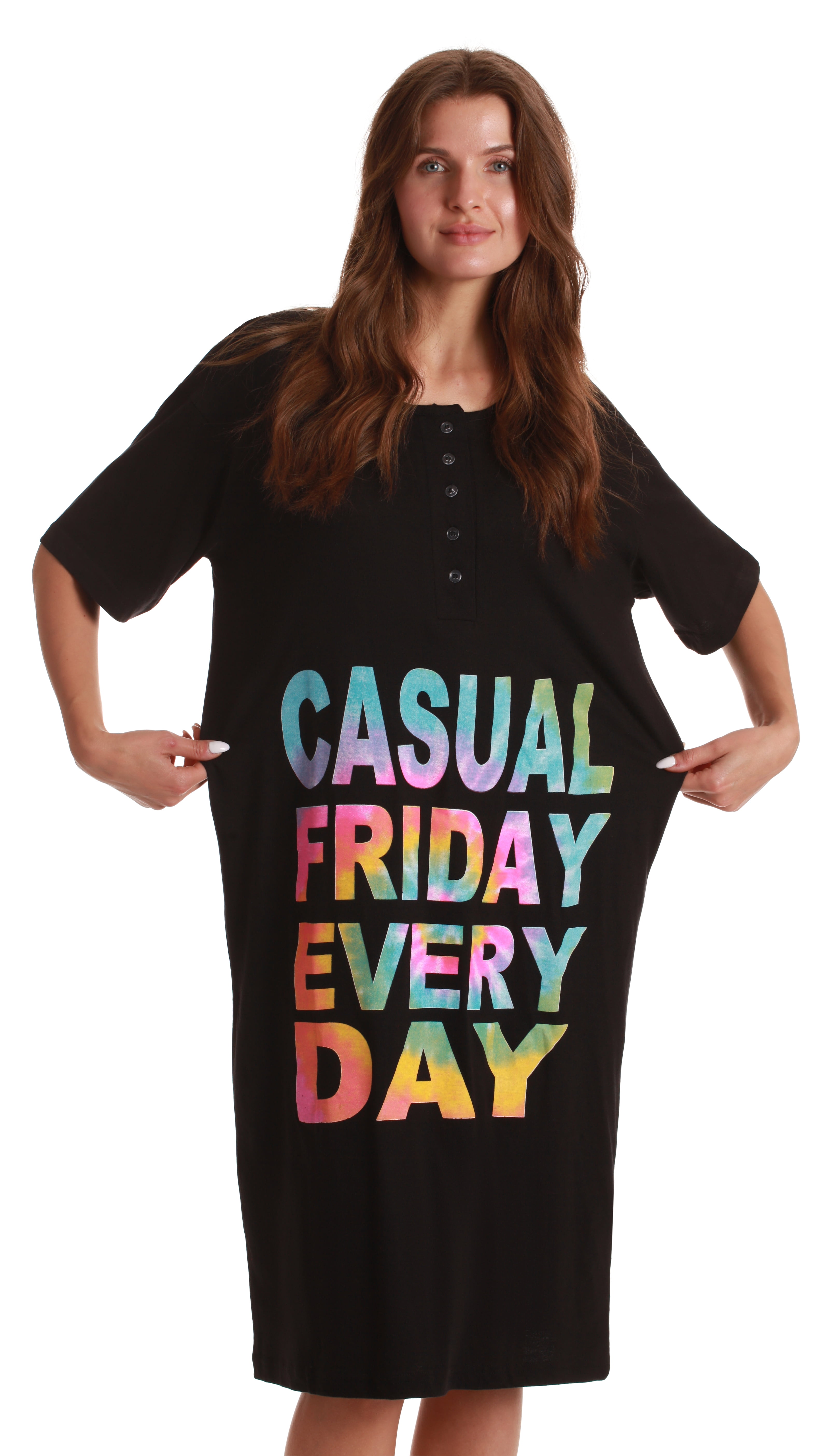 Just Love Women's Short Sleeve Nightgown, Black, Small, 100% Cotton ...