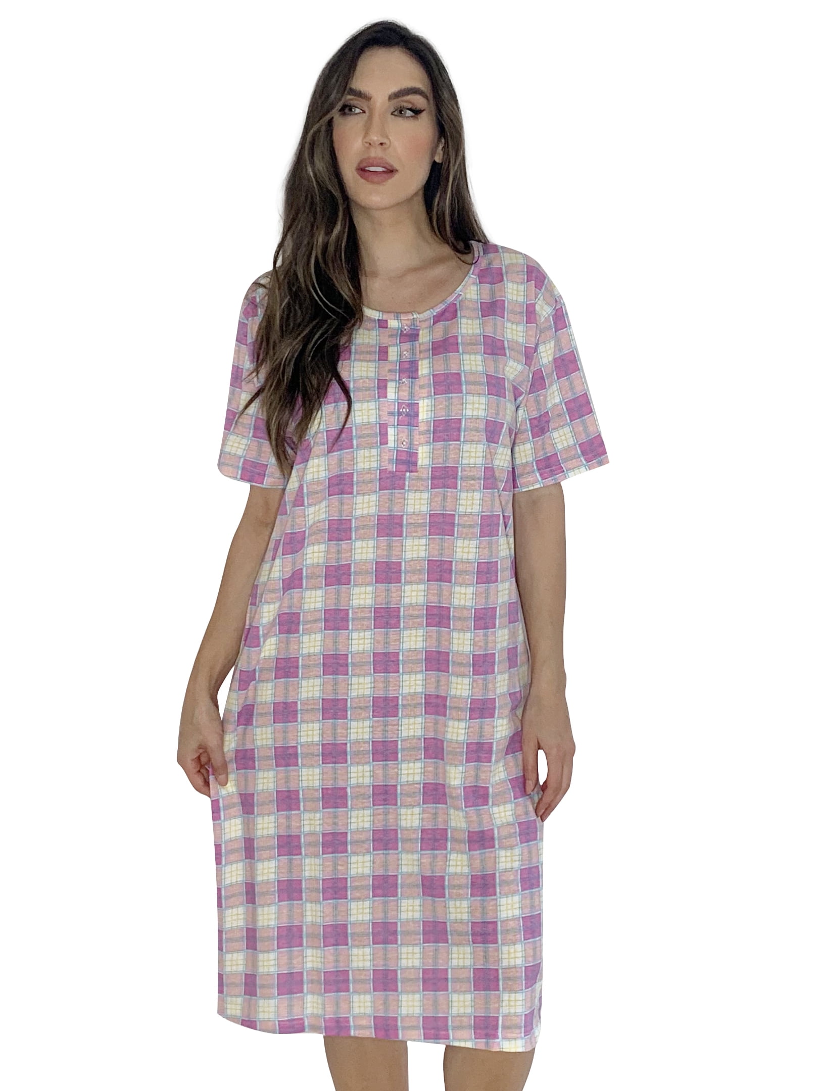 Just Love Short Sleeve Nightgown Sleep Dress for Women Sleepwear (Pink ...
