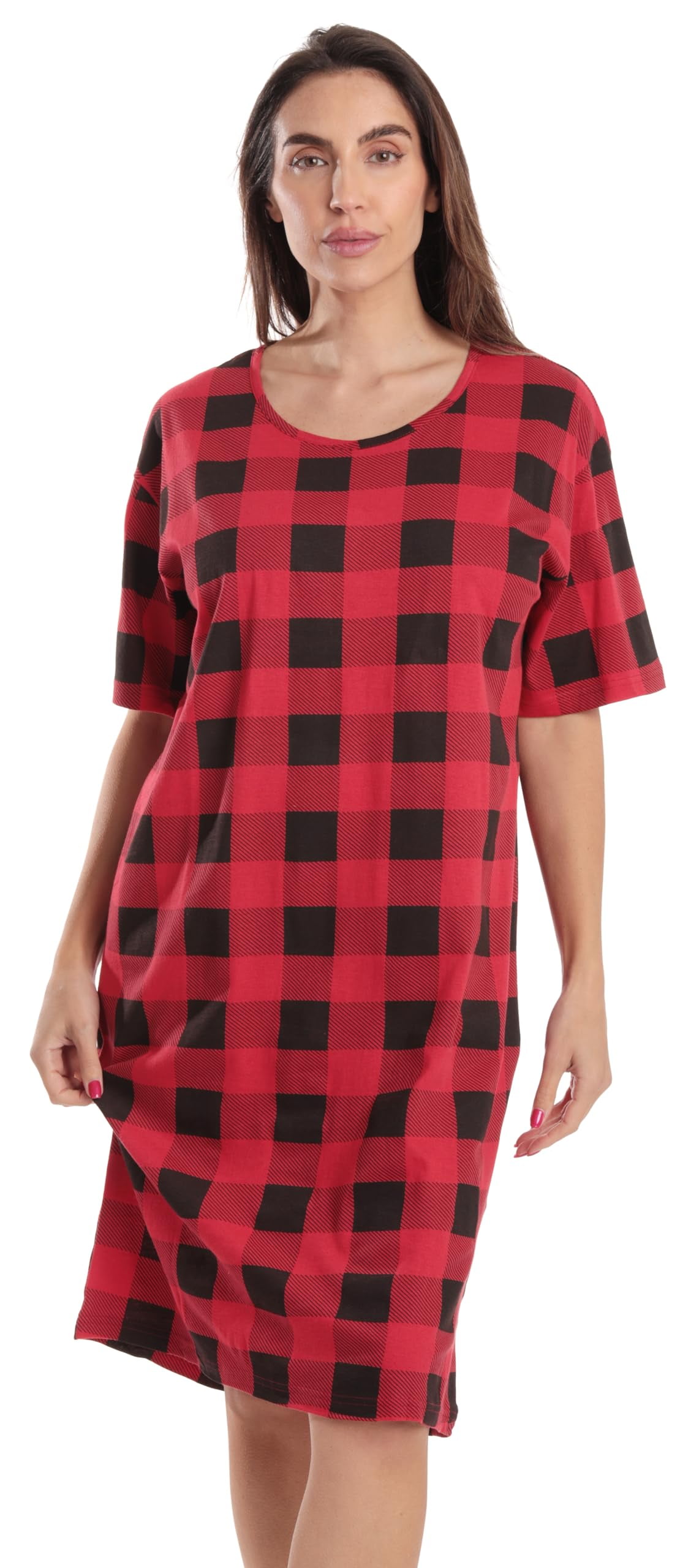 Just Love Short Sleeve Nightgown Sleep Dress for Women Sleepwear (Red ...