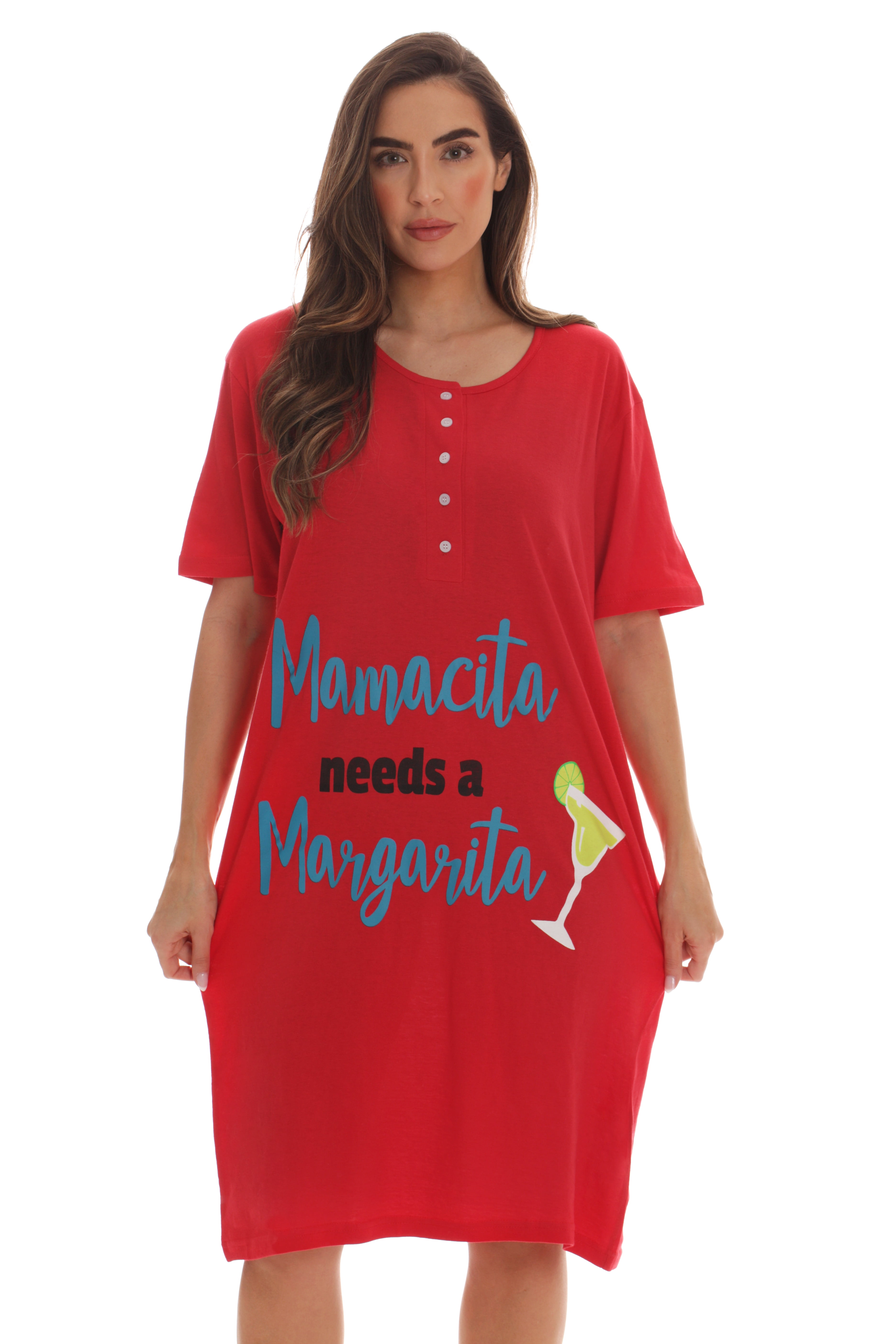 Just Love Short Sleeve Nightgown Sleep Dress for Women Sleepwear (Red ...