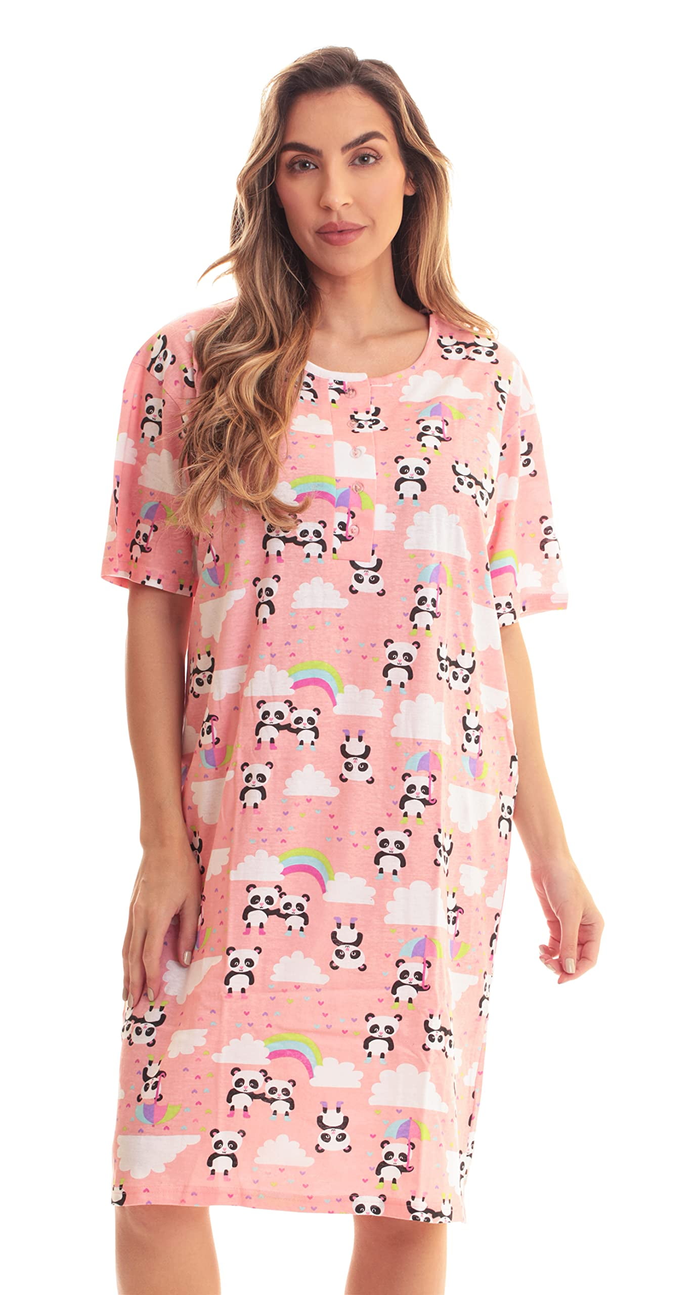 Just Love Short Sleeve Nightgown Sleep Dress for Women (Small, Coral ...