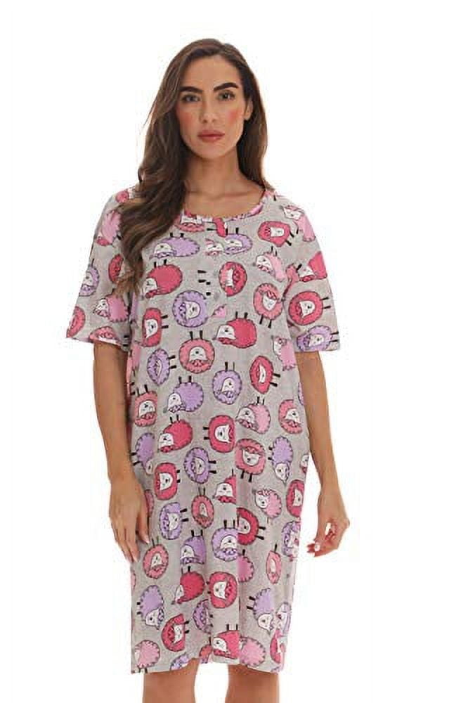 Just Love Short Sleeve Nightgown Sleepwear (Grey - Sleepy Sheepy, 2X ...