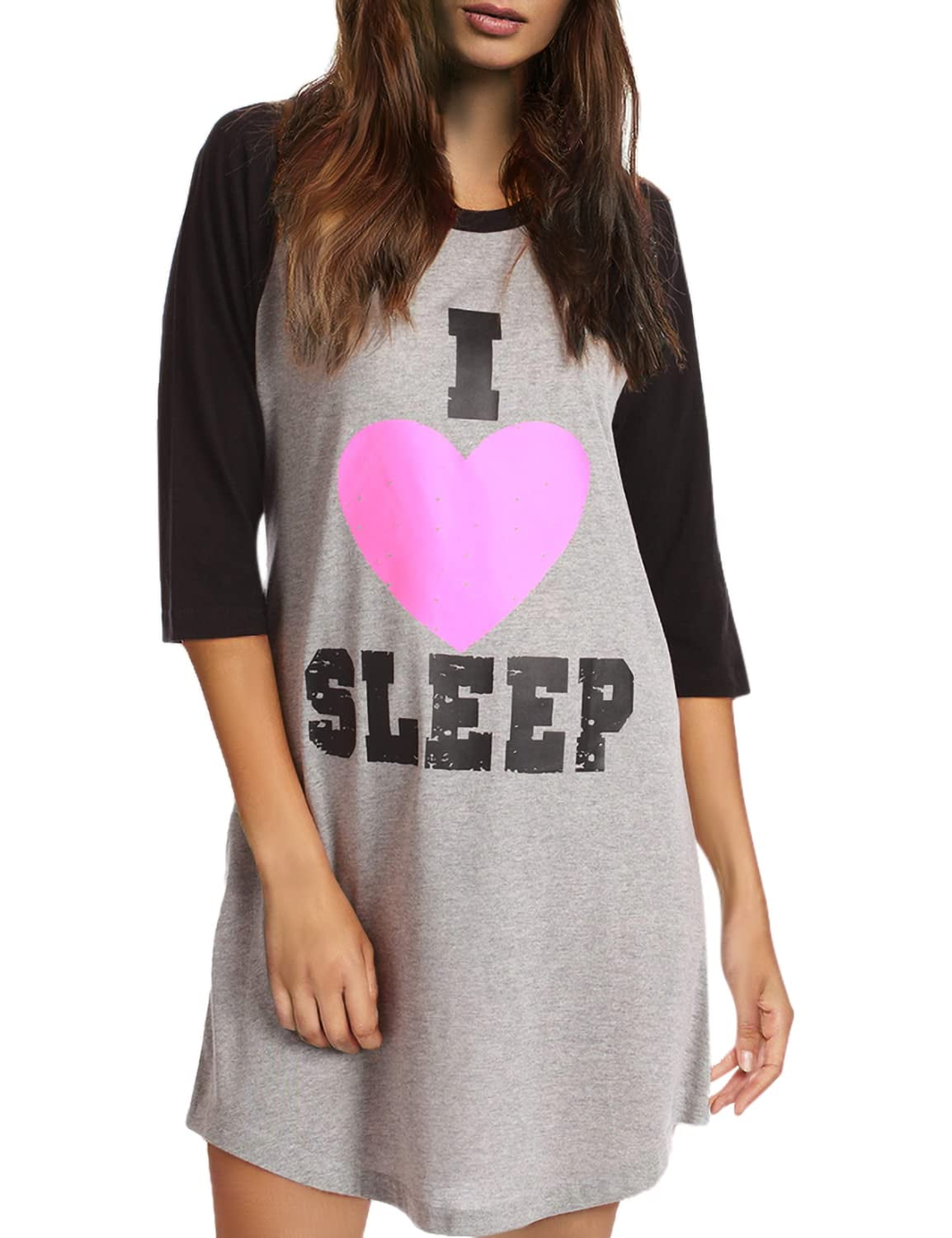 Just Love 100% Cotton Sleep Dress for Women Baseball Sleeve Nightshirt ...