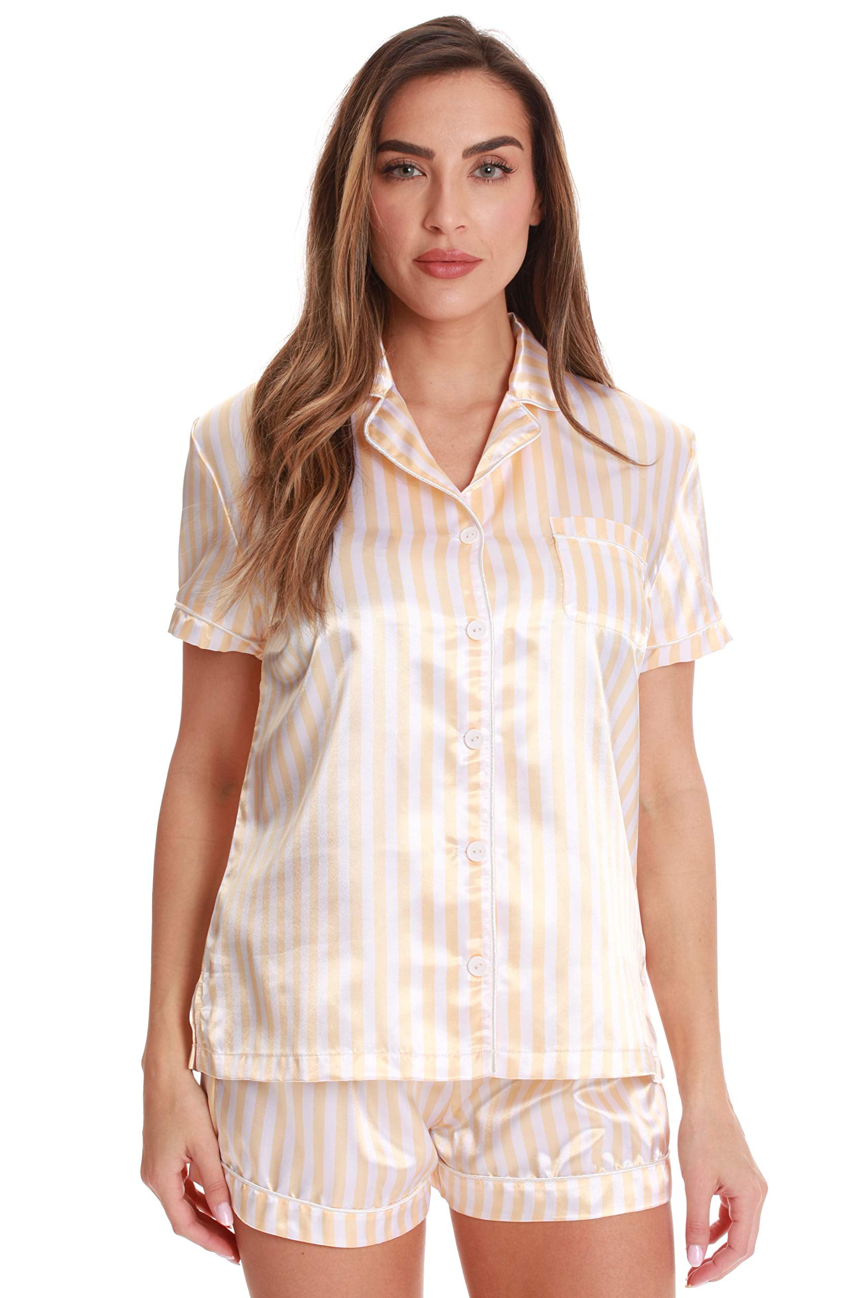 Just Love Solid Satin Pajama Short Set for Women Sleepwear PJs (Ivory ...