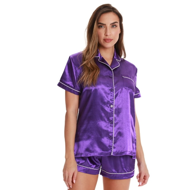 Just Love Summer Comfortable Women's Satin Pajama Short Set Sleepwear ...