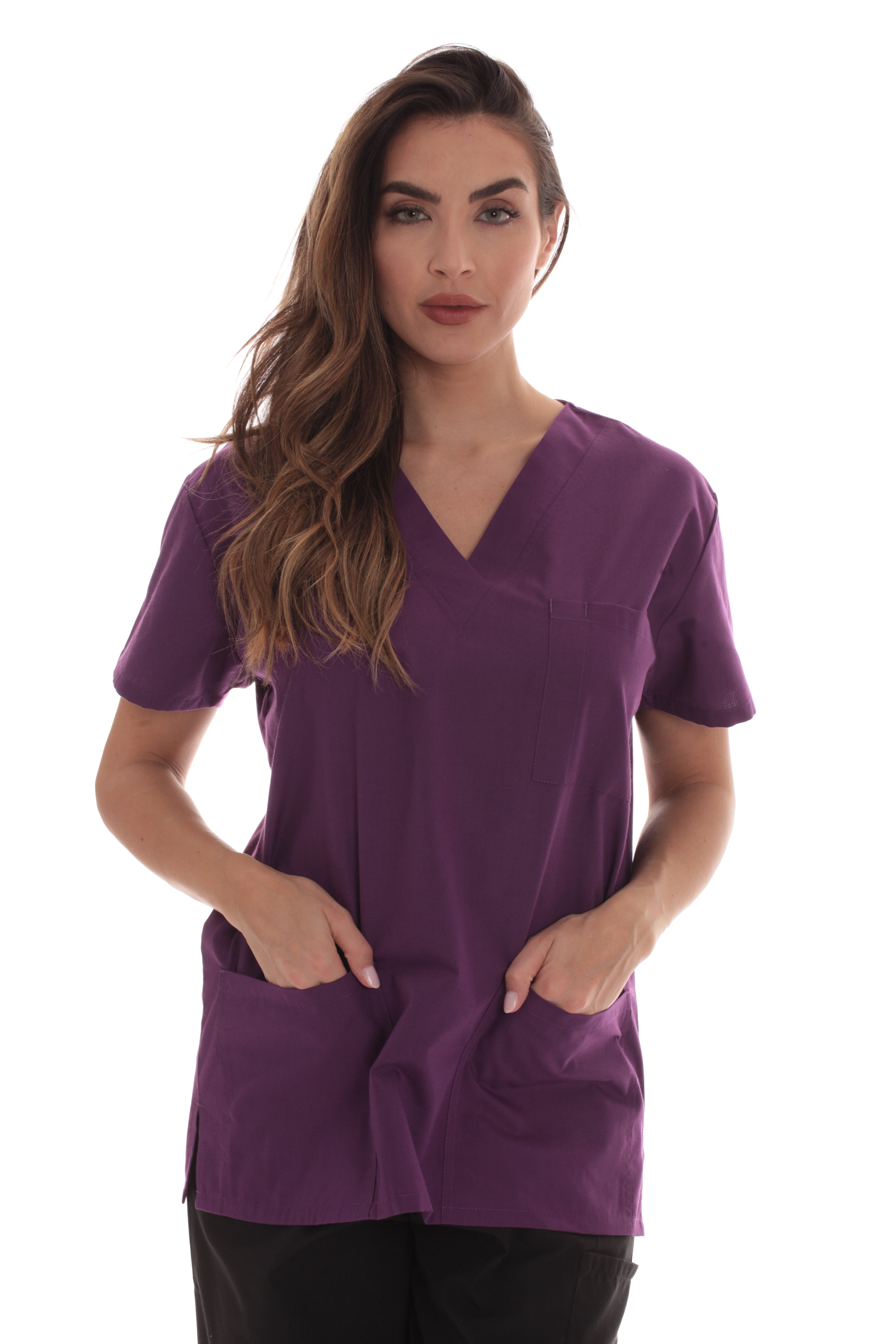 Just Love Solid Scrub Top for Women with Pockets and V-Neck ...
