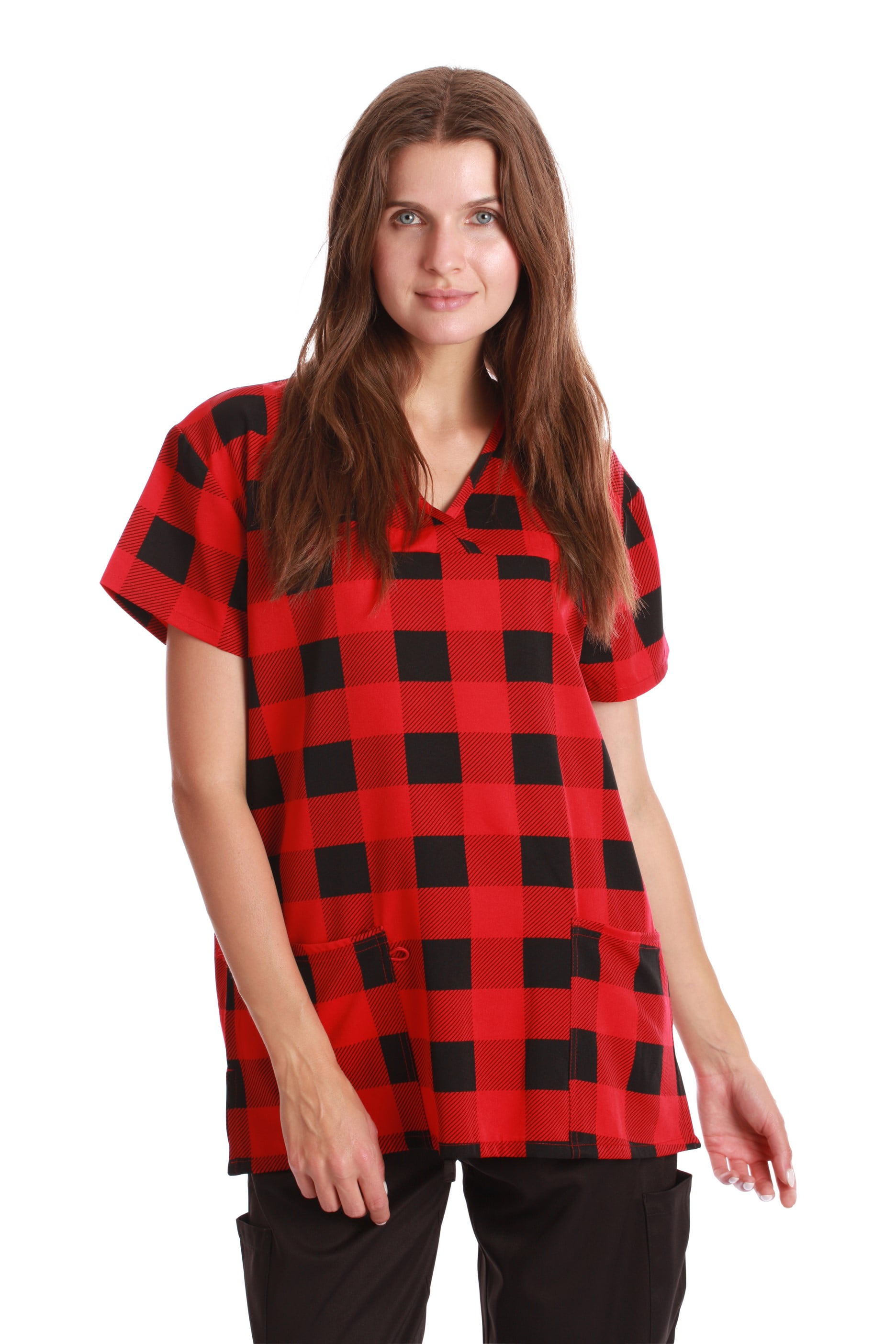 Just Love V-Neck Stretch Top for Women (Stretch Fabric Red - Buffalo ...