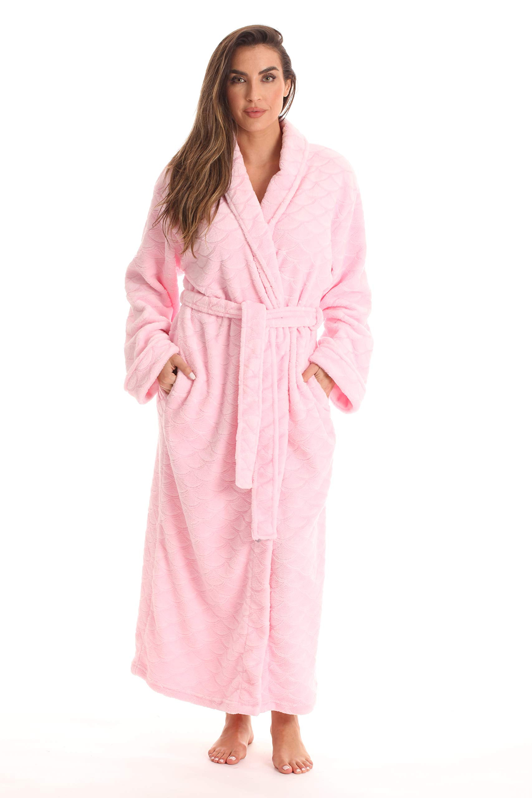 Just Love Velour Robe Bath Robes for Women Maxi Length (Pink, Small ...