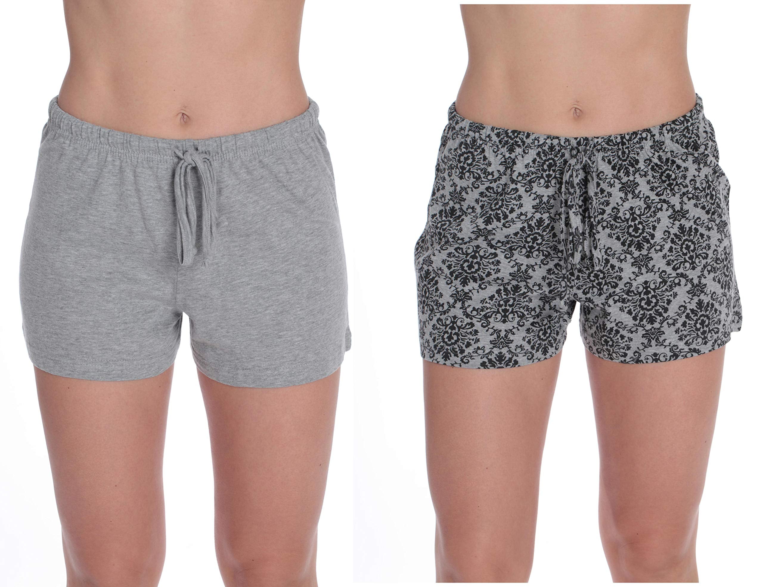Just Love Women's Pajama Shorts Pack of 2, Damask Grey, 3X, Comfy ...