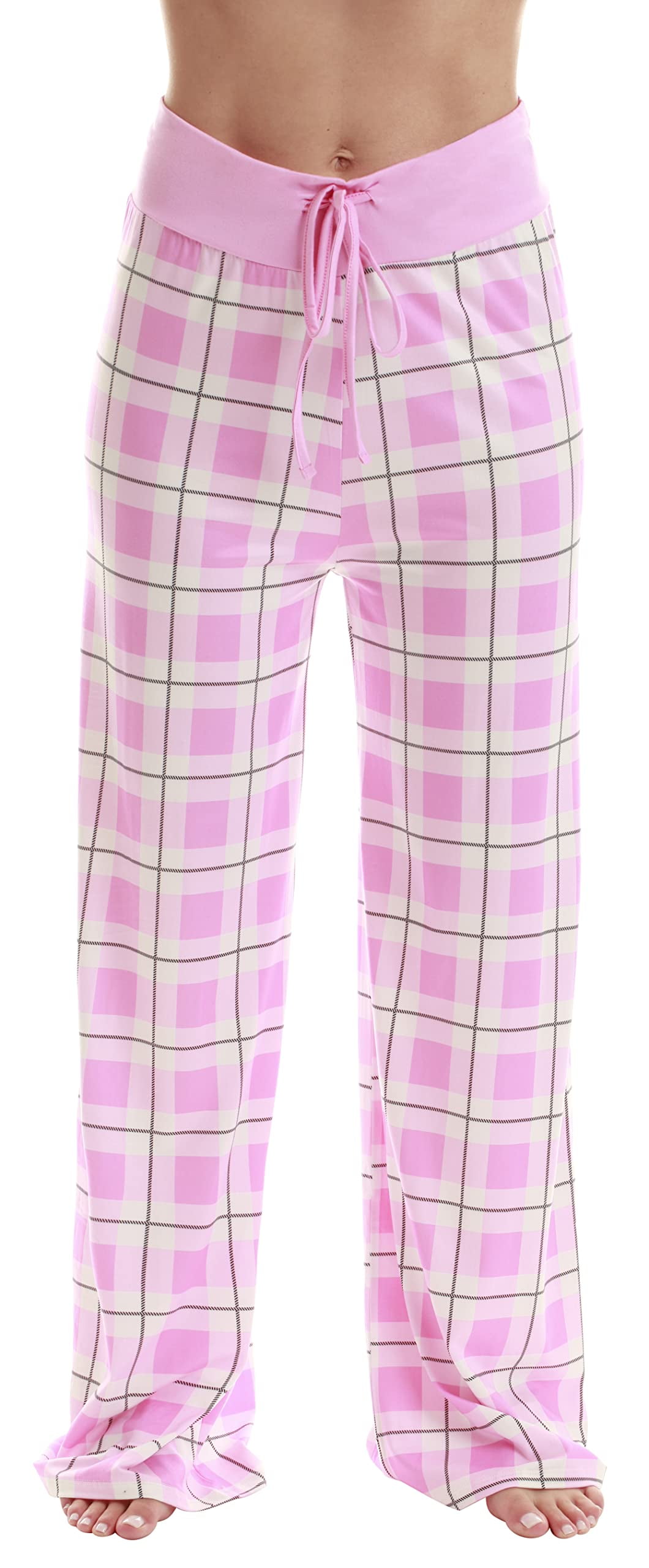 Just Love Women Buffalo Plaid Pajama Pants Sleepwear Pink White Plaid