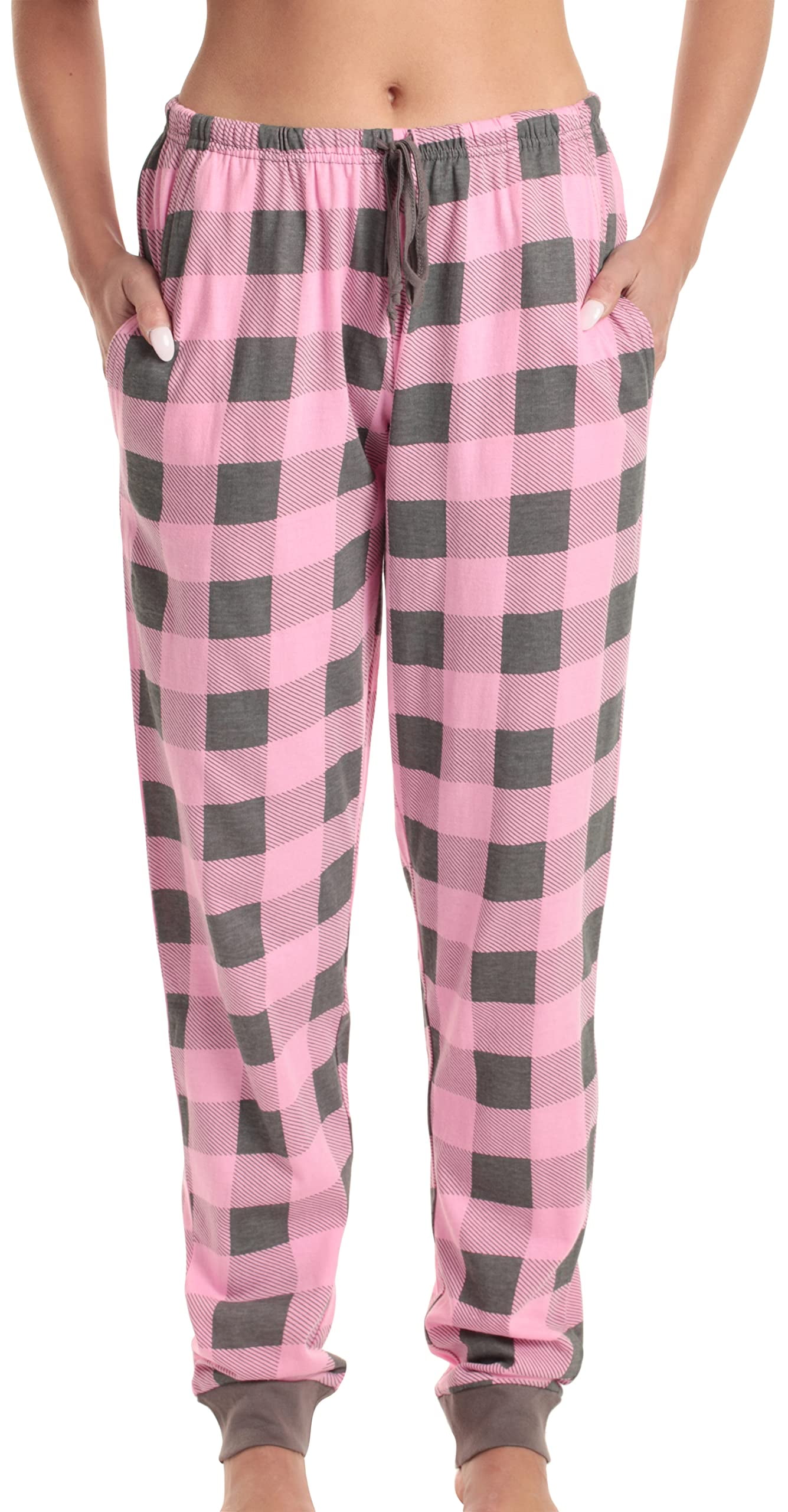 Just Love Women Pajama Pants Sleepwear Joggers (Pink Buffalo Plaid ...