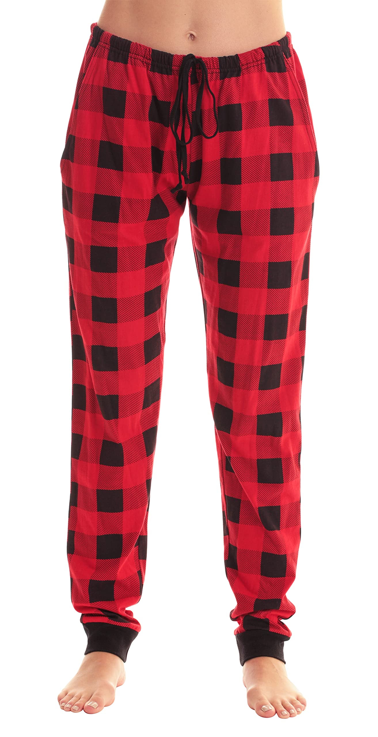 Just Love Women Pajama Pants Sleepwear Joggers (Red Buffalo Plaid ...