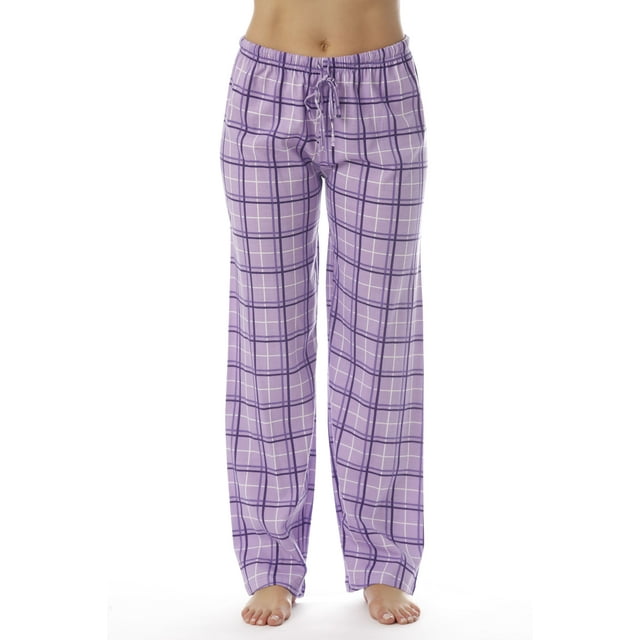 Just Love Women's Cotton Plus Size Plaid Pajama Pants Sleepwear (Purple ...