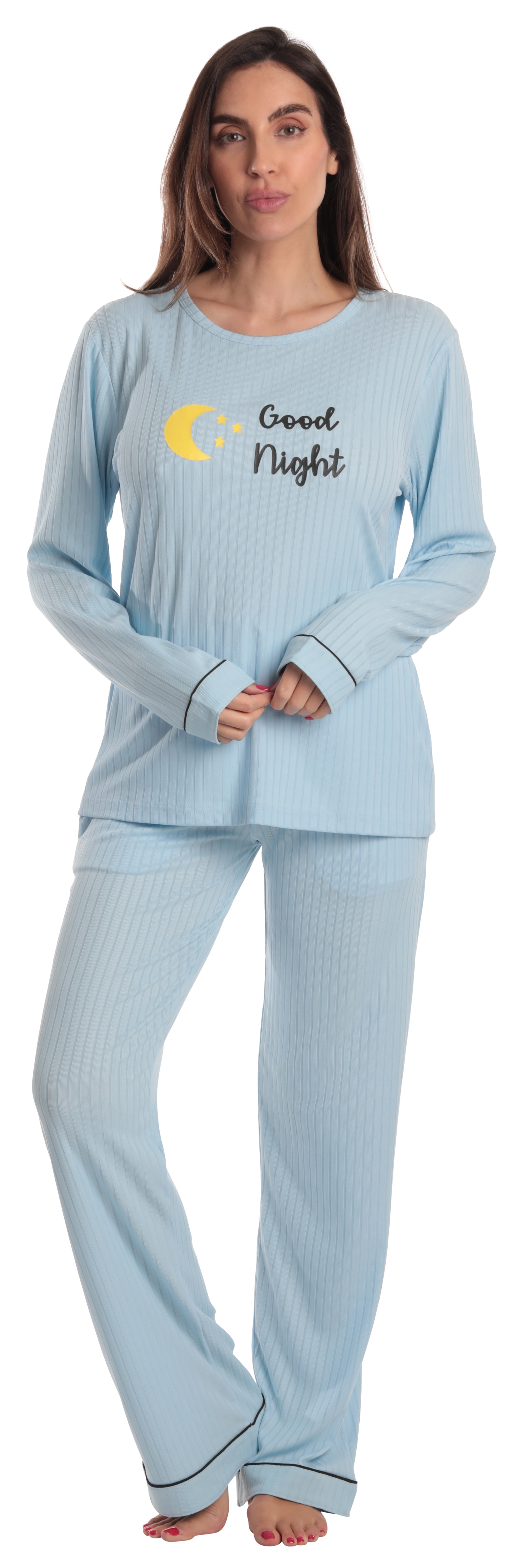 Just Love Women’s Cotton Pajama Set – Long Sleeve Top & Sleep Pants ...