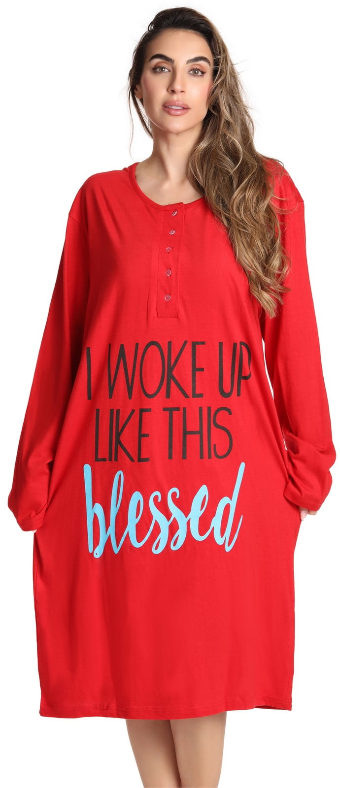 Just Love Women's Elegant Long Sleeve Nightgown: Comfortable Sleepwear ...