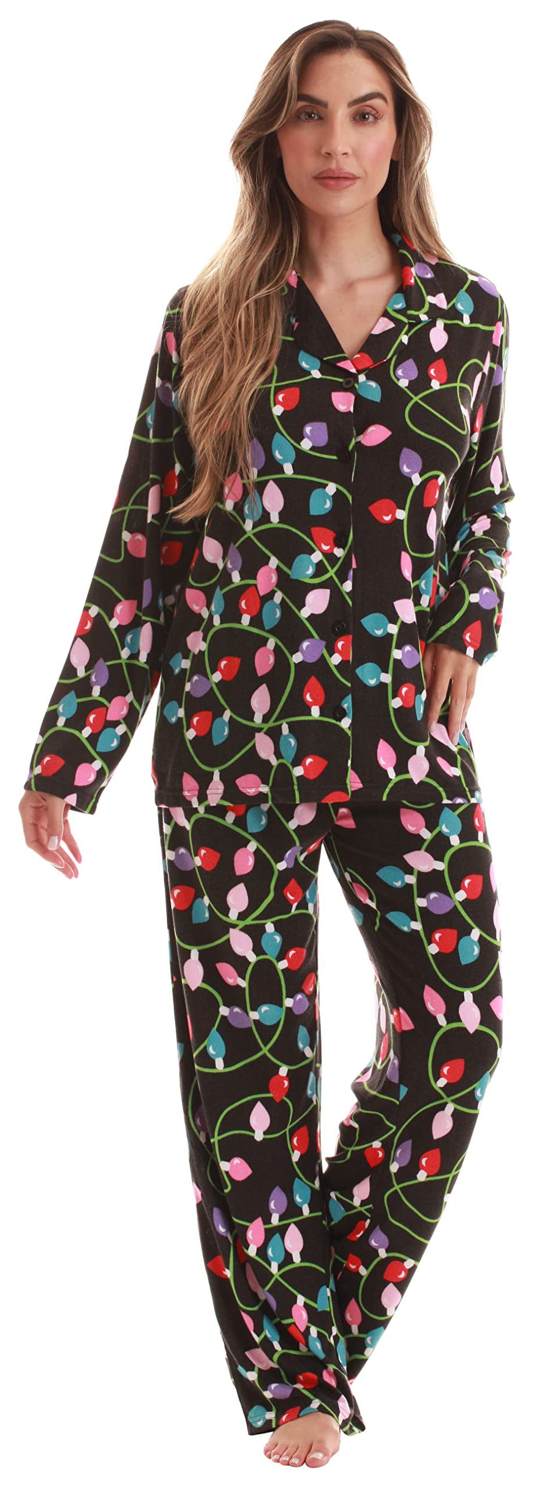 Just Love Women's Flannel Pajama Set, Cozy Winter Sleepwear, Black Xmas ...