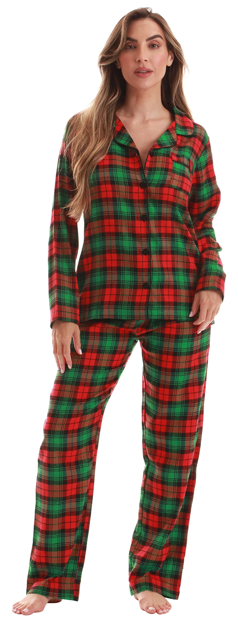 Just Love Women's Flannel Pajamas, Cozy Warm Cotton Jammies, Multi Xmas ...