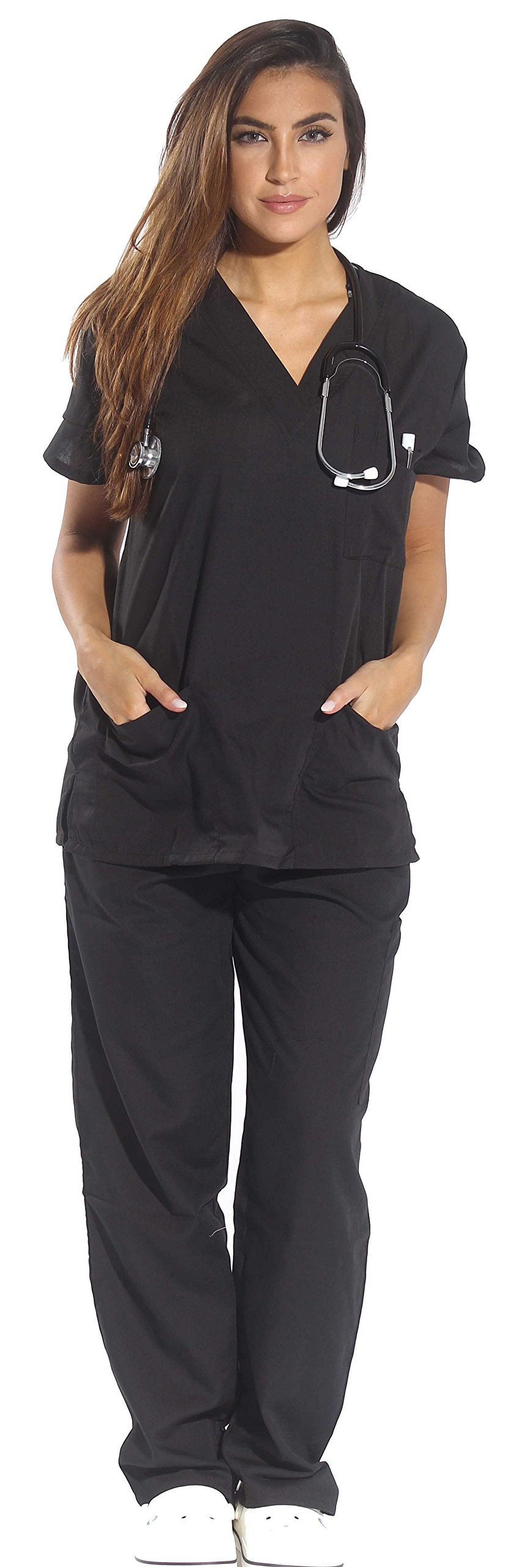 Just Love Women's Medical Scrubs Set, Black, Small, V-Neck Top, Cargo ...