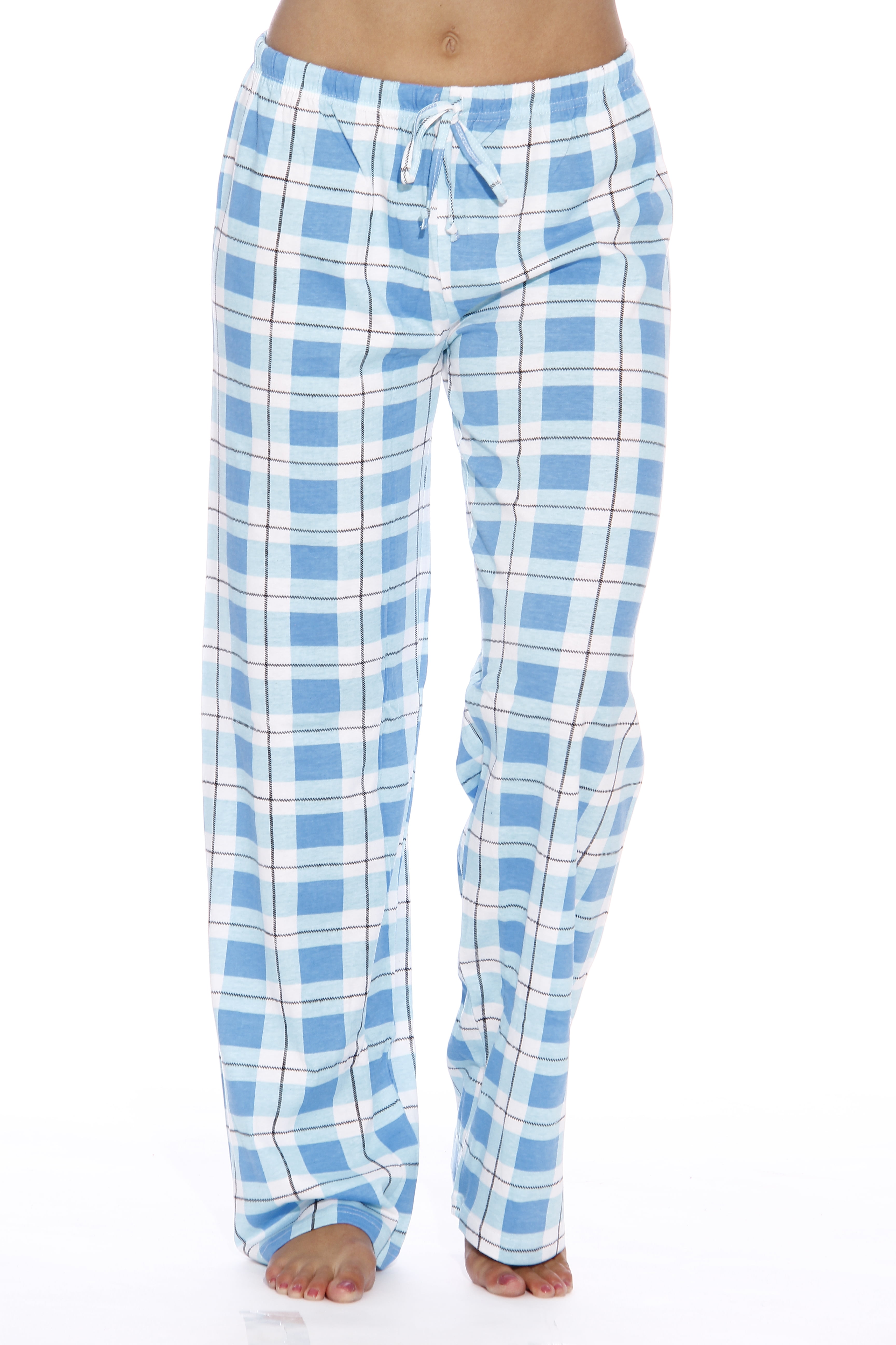 Just Love Women's Cotton Plaid Pajama Pants in Blue, Comfortable ...