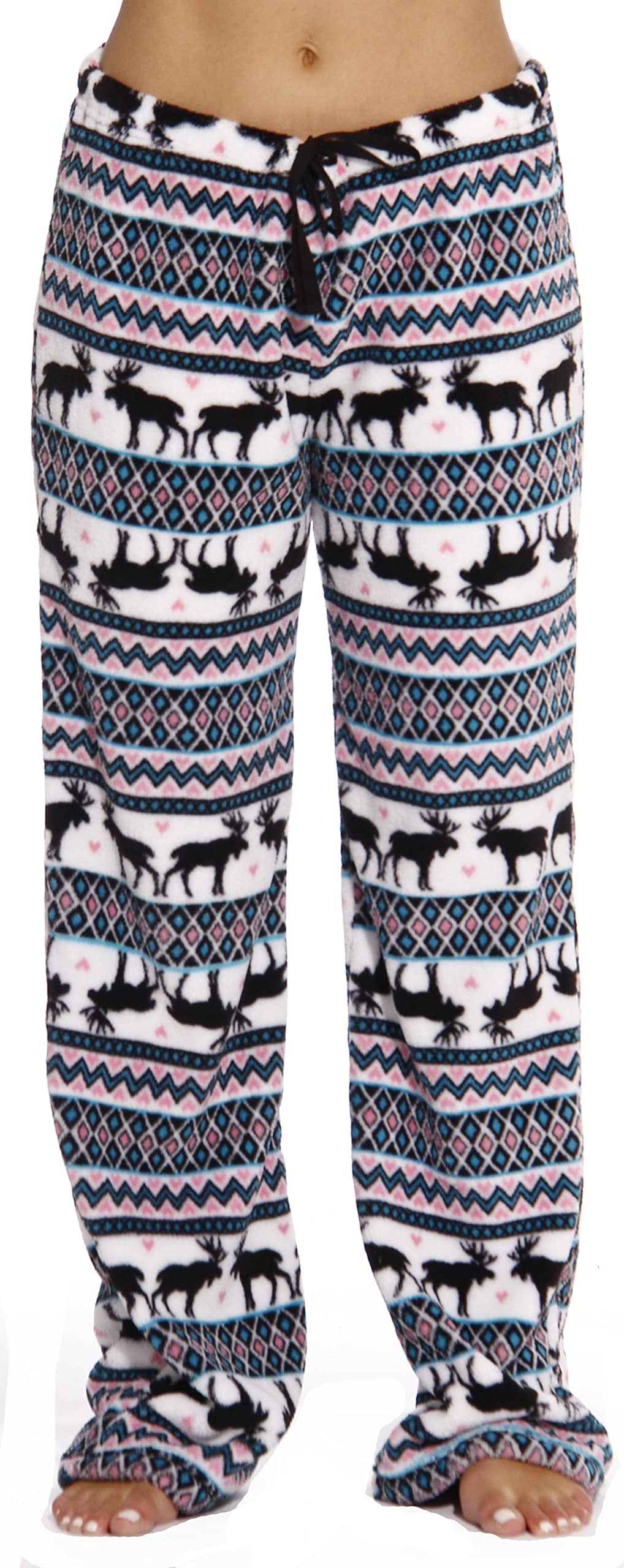 Just Love Womens Plush Pajama Pants Cozy Lounge Sleepwear White