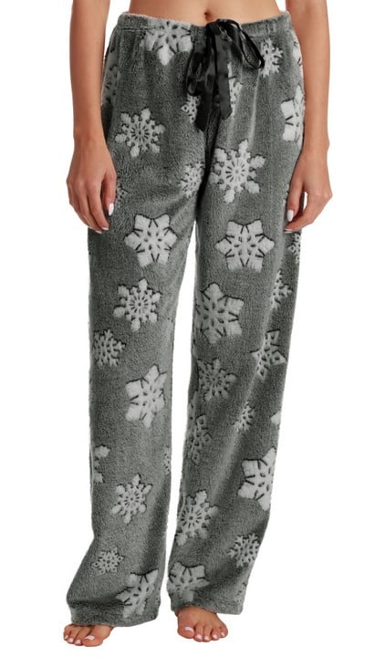 Just Love Women's Plush Pajama Pants (Embossed Snowflake - Grey, X ...