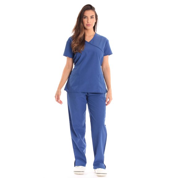 Just Love Women's Scrub Sets / Medical Scrubs (Mock Wrap) (Navy With ...