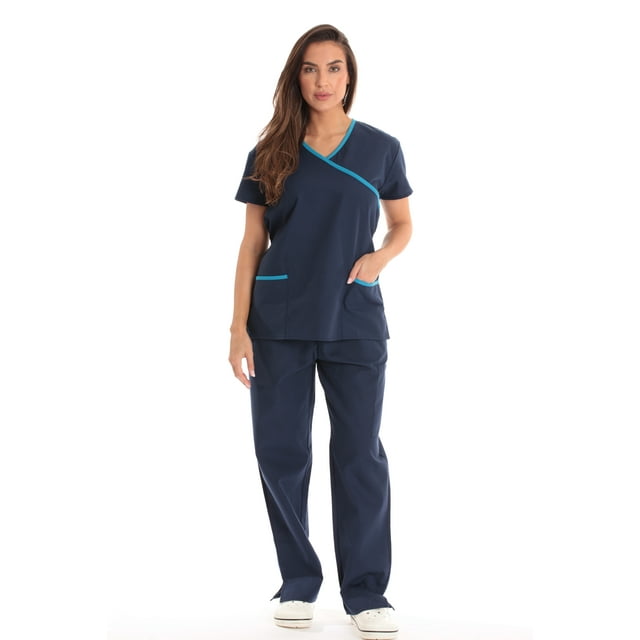 Just Love Women's Scrub Sets Medical Scrubs (Tie Back) (Medium, Navy ...