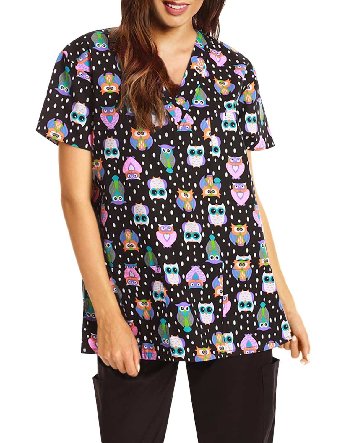 Just Love Women's Scrub Tops (Black - Hoot Hoot Owl, 2X) - Walmart.com