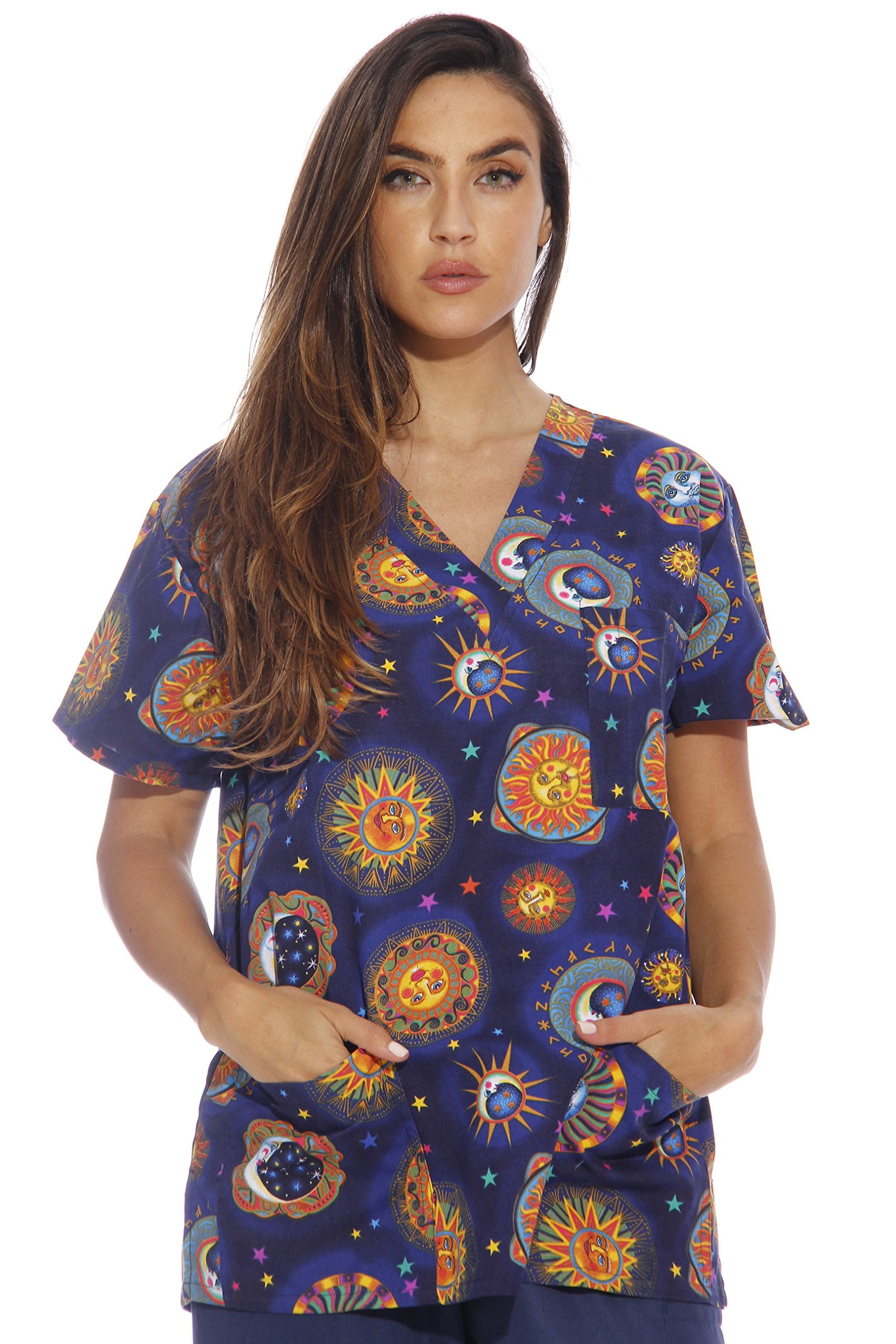 Just Love Printed Nurses Women's Scrub Tops, Celestial, X-Large ...