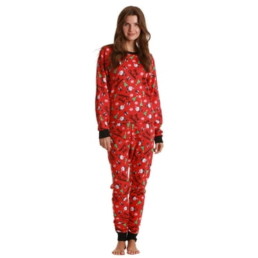 Dr. Seuss Women's The Grinch Who Stole Christmas Santa Fleece Buffalo Plaid Sleep Pajama 2 Piece ...