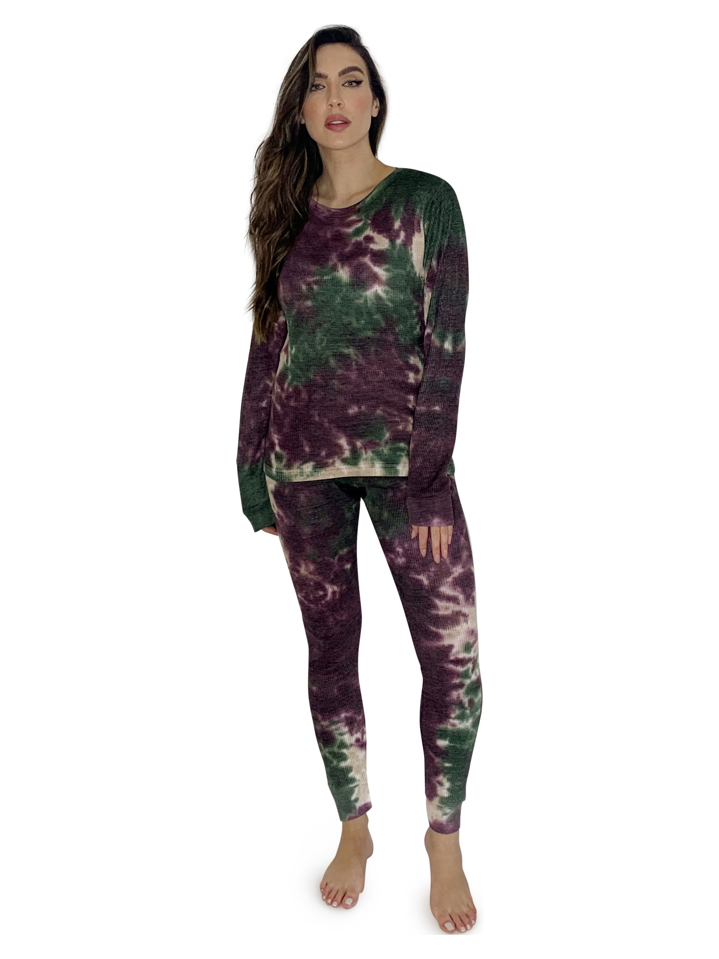 Just Love Women's Tie Dye Two Piece Pajama Set (Tie Dye Olive Rust, X ...