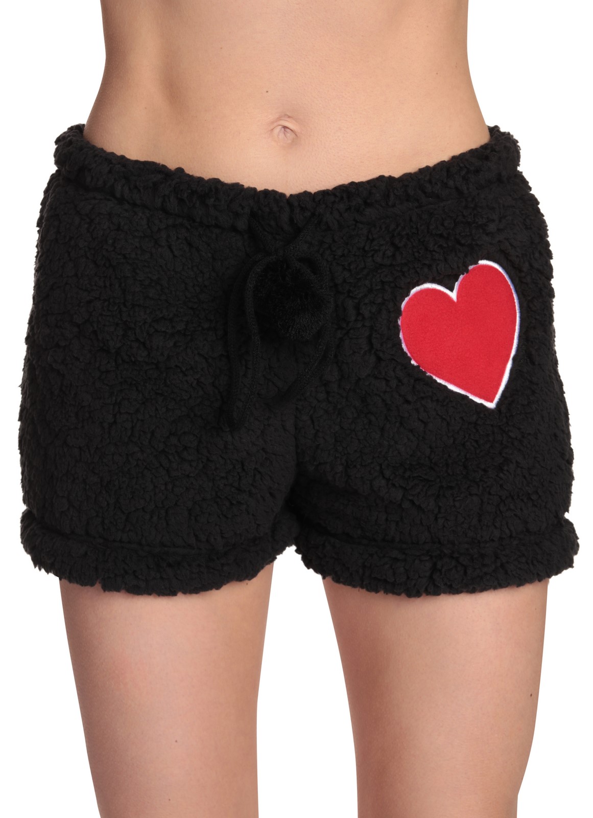 Emme Jordan Junior's Fuzzy Plush Pajama Shorts - Pink & White Hearts ...
