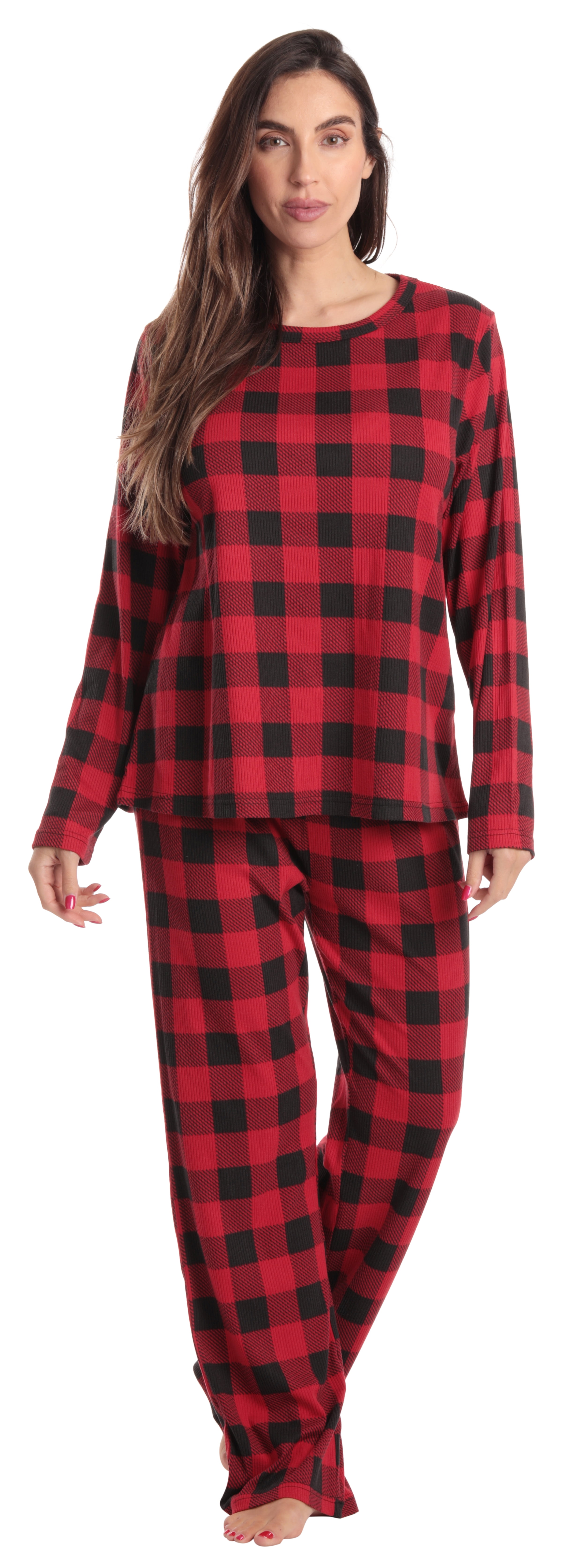 Just Love Womens Ultra Soft Pajamas for Women (Brushed Red Black ...