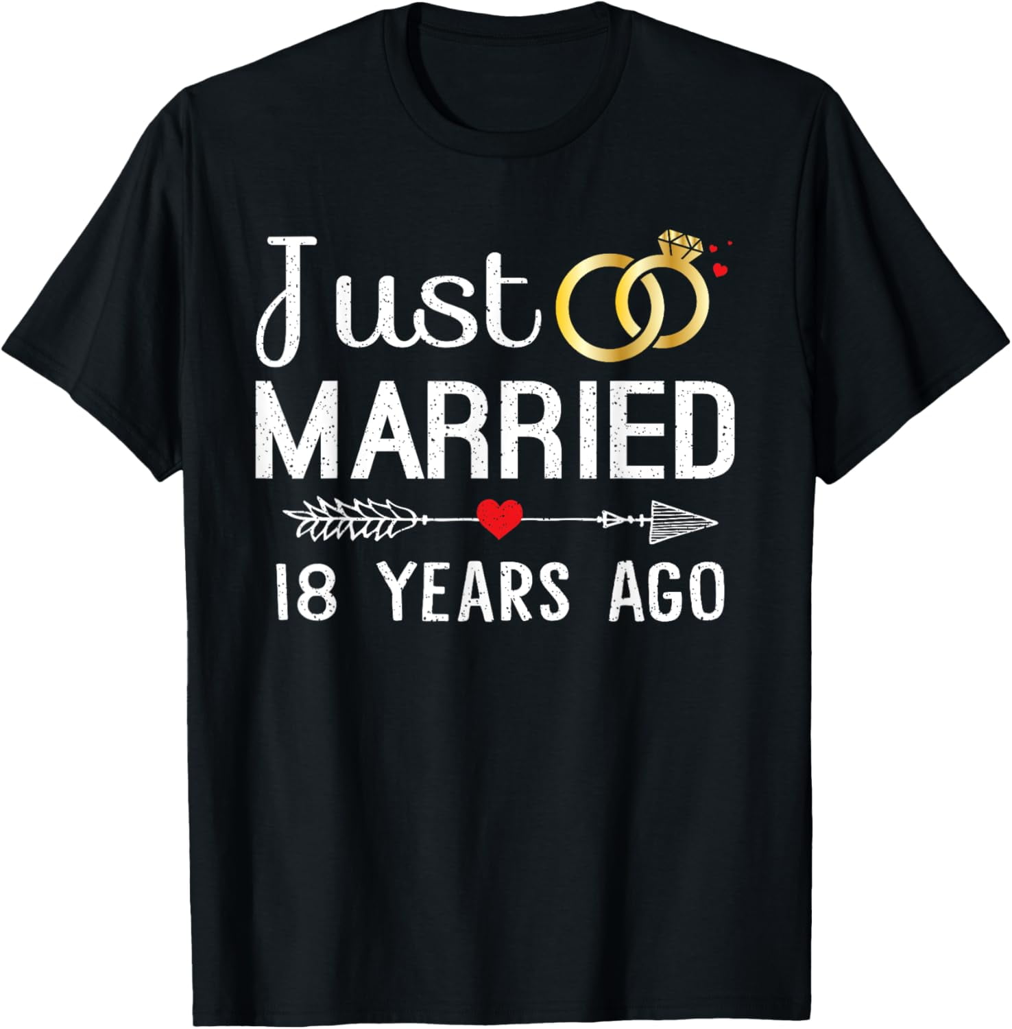Just Married 18 Years Ago 18th Anniversary Gift for Couple T-Shirt ...