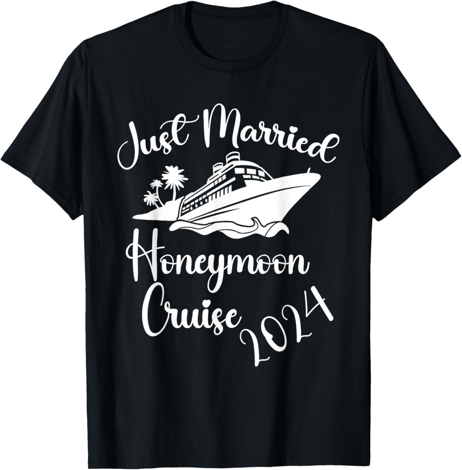 Just Married 2024 Wedding Ring Matching Honeymoon Cruise T-Shirt ...