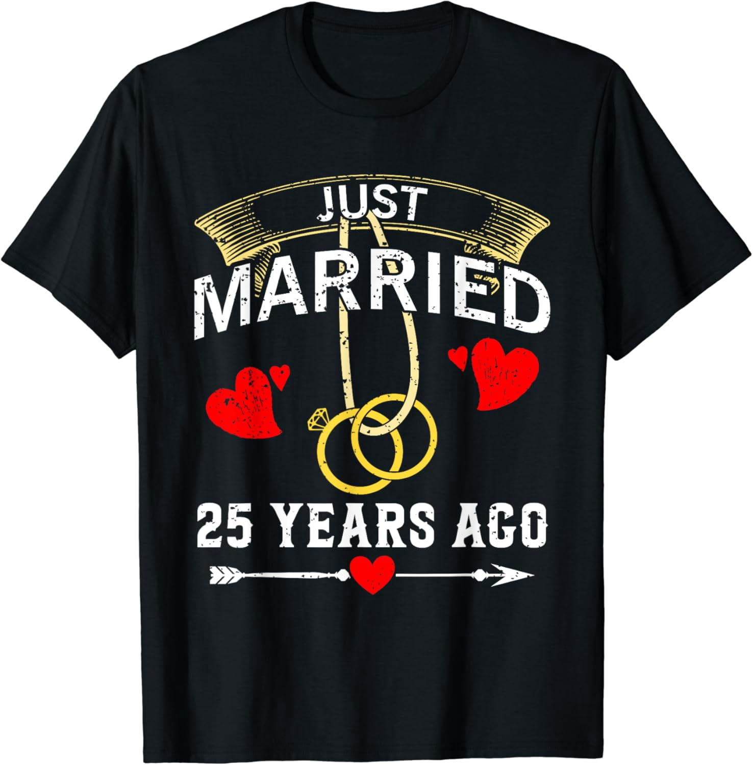 Just Married 25 years Ago Funny 25th wedding anniversary T-Shirt ...