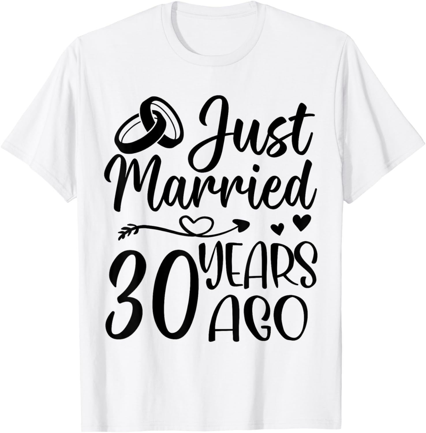 Just Married 30 Years Ago Couple 30th Wedding Anniversary T-Shirt ...