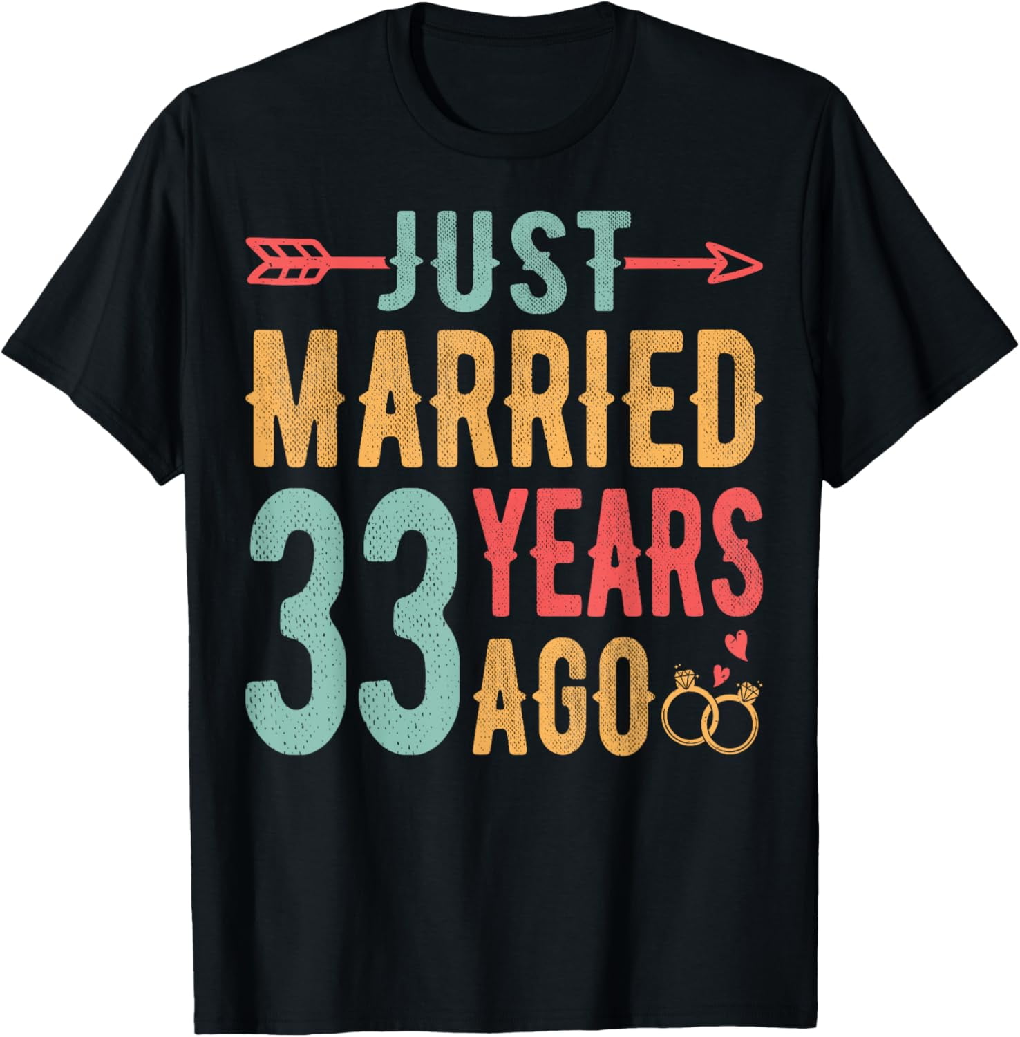 Just Married 33 Years Ago - 33th Wedding Anniversary Couple T-Shirt ...