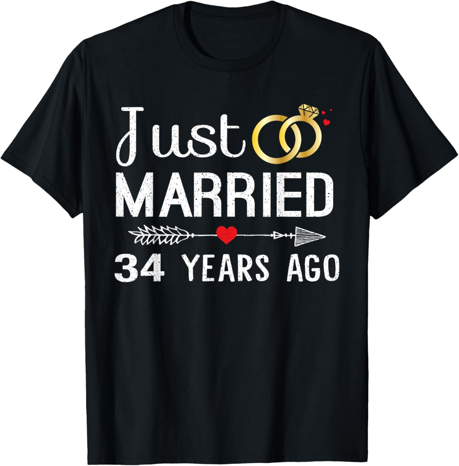 Just Married 34 Years Ago 34th Anniversary Gift for Couple T-Shirt100 ...