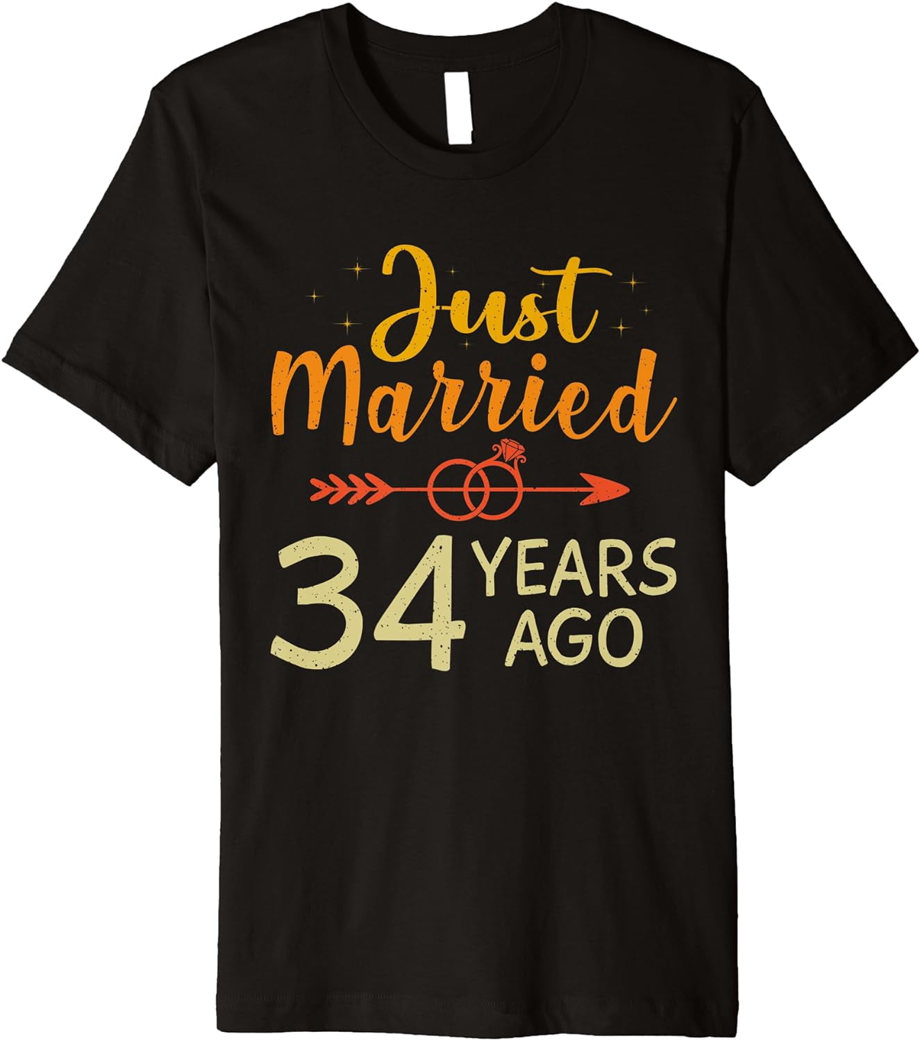 Just Married 34 Years Ago Romantic Couple 34th Anniversary Premium T ...