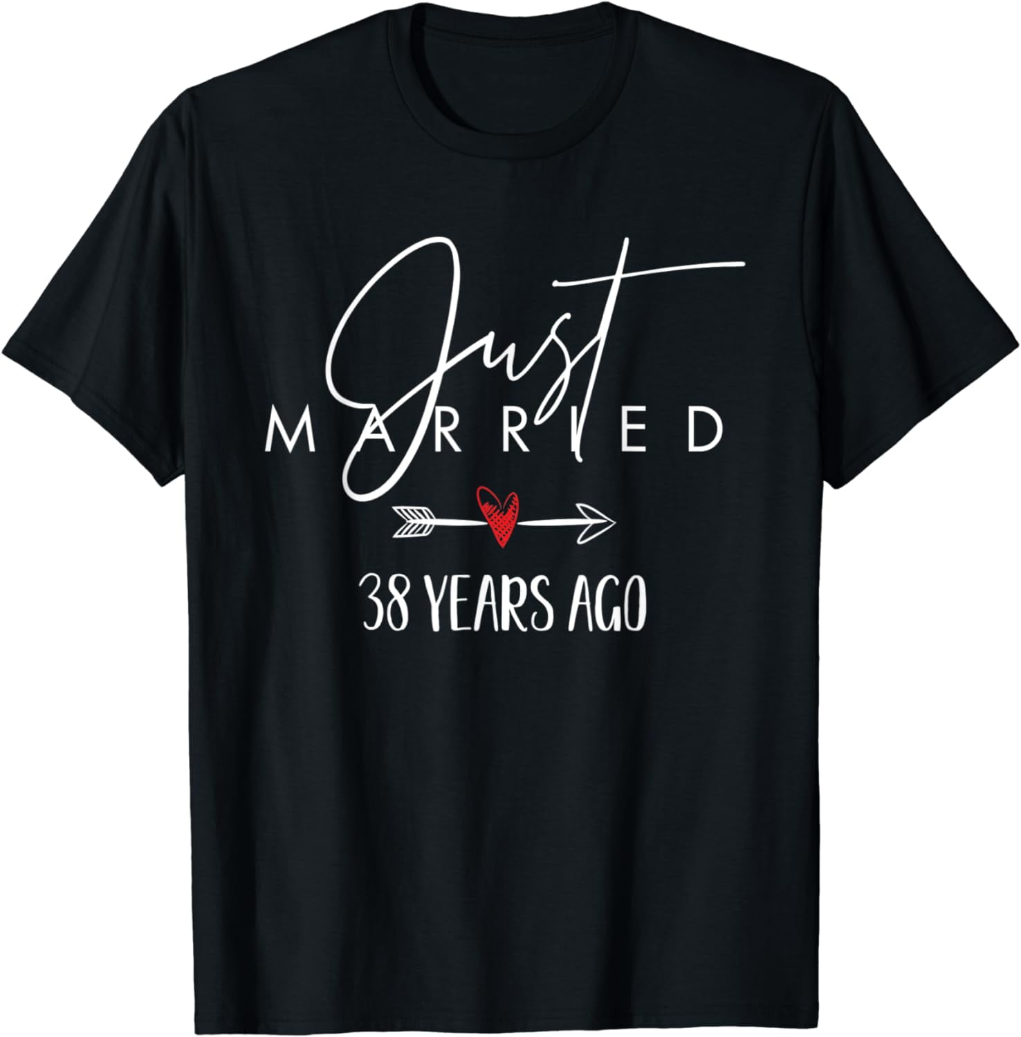 Just Married 38 Years Ago 38th Couples Wedding Anniversary T-Shirt ...
