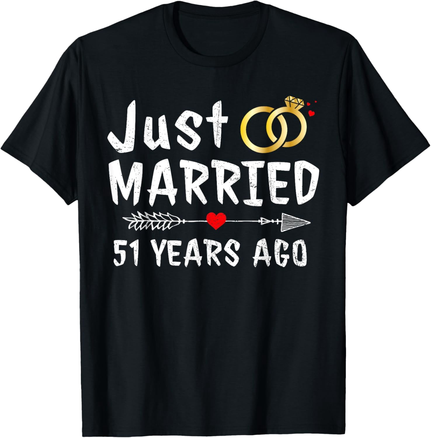 Just Married 51 Years Ago Funny Couple 51st Anniversary T-Shirt ...