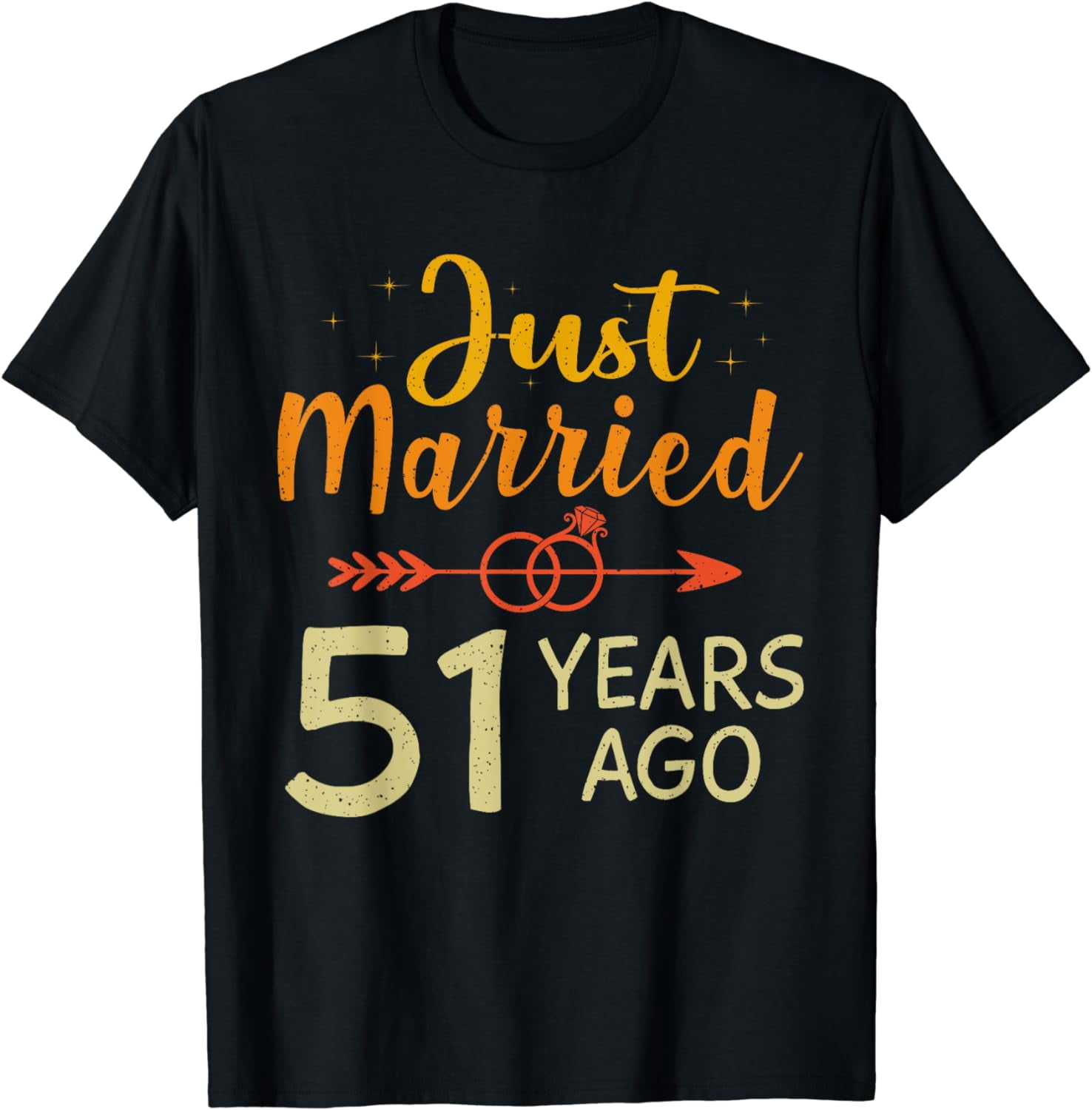 Just Married 51 Years Ago Romantic Couple 51st Anniversary T-Shirt ...