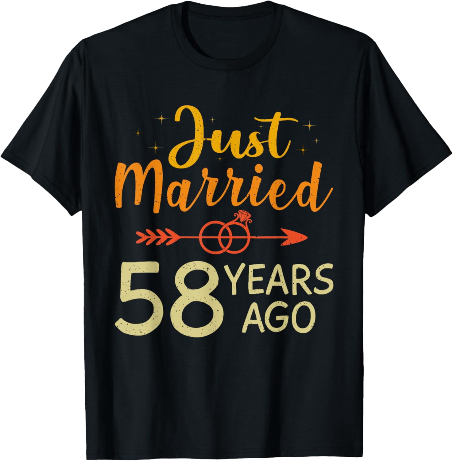 Just Married 58 Years Ago Romantic Couple 58th Anniversary T-Shirt100 ...