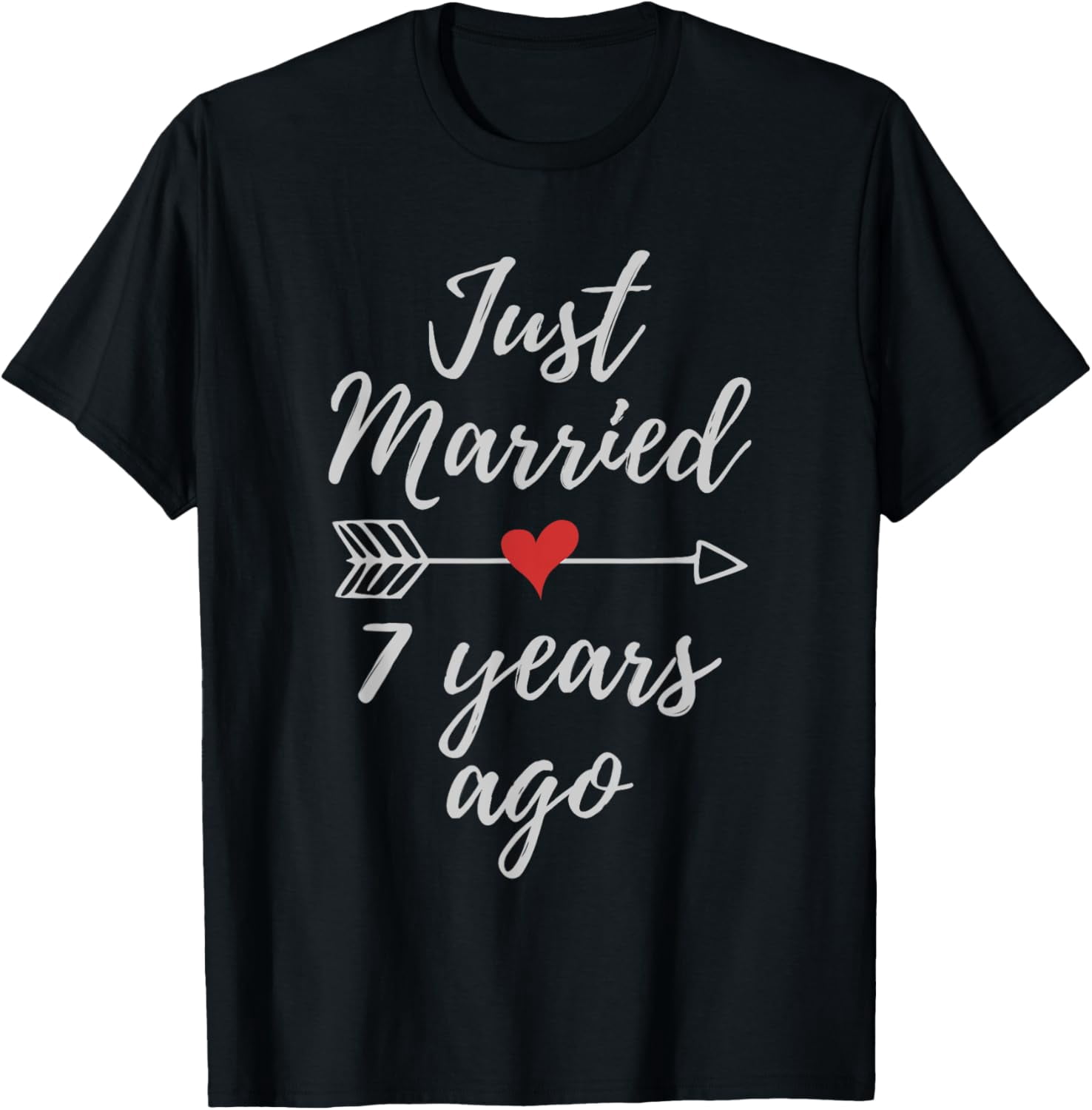 Just Married 7 Years Ago - 7th Wedding Anniversary Couple T-Shirt100 ...