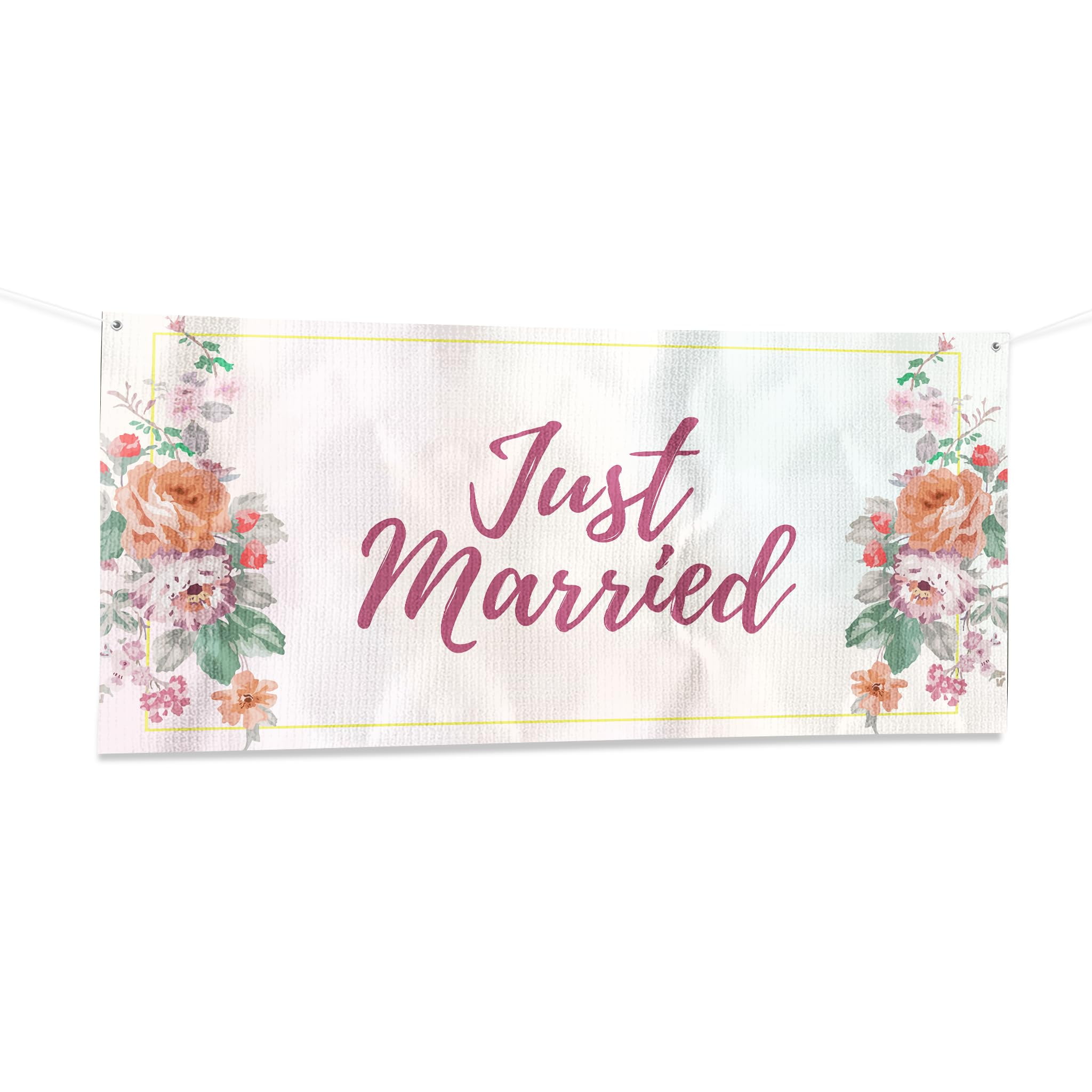 Just Married Banner Sign For Outdoor-Indoor Use 4x2 Ft Large Custom ...