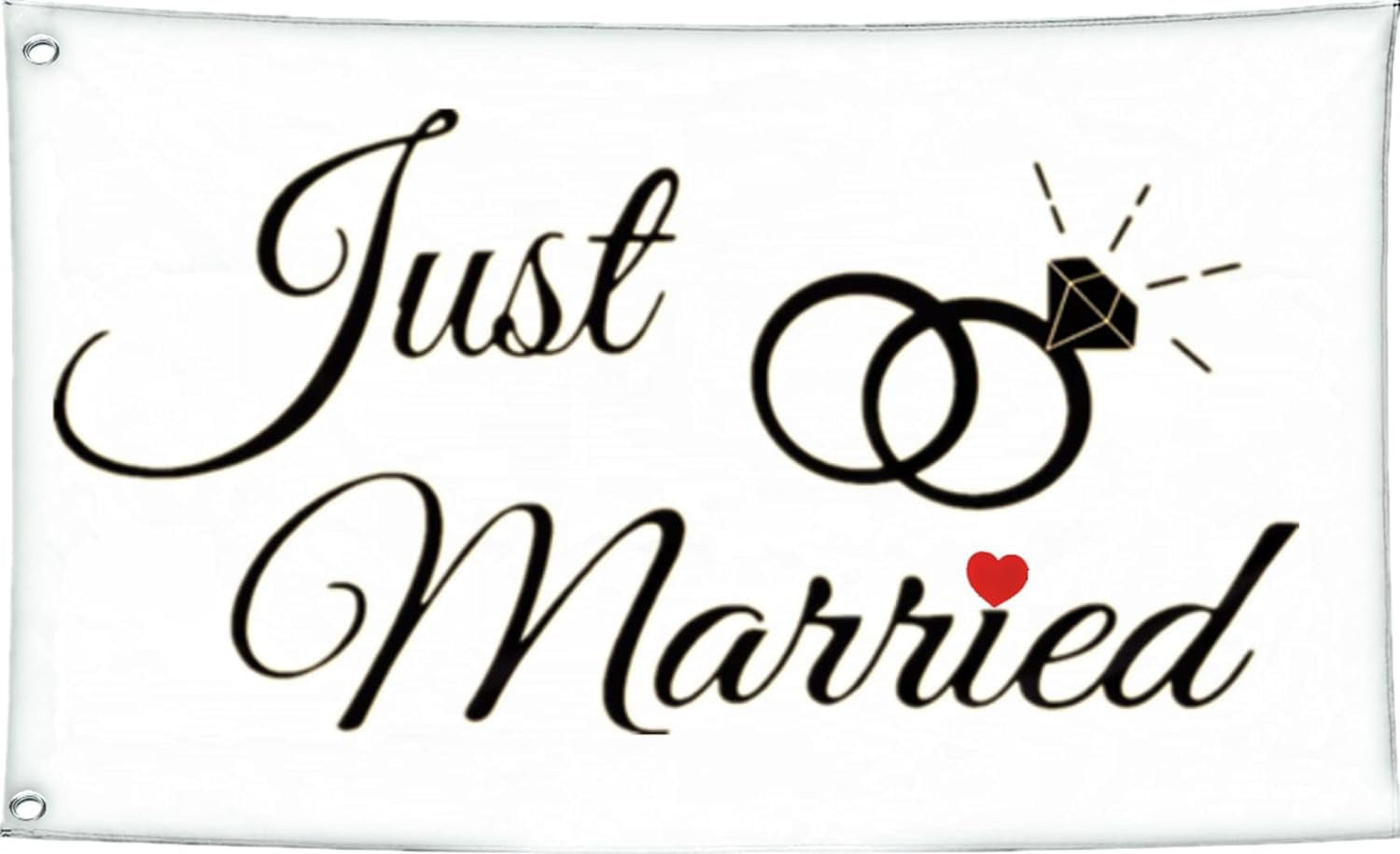 Just Married Flag, 3Ply Polyester Heavy Duty Double Sided Banner ...